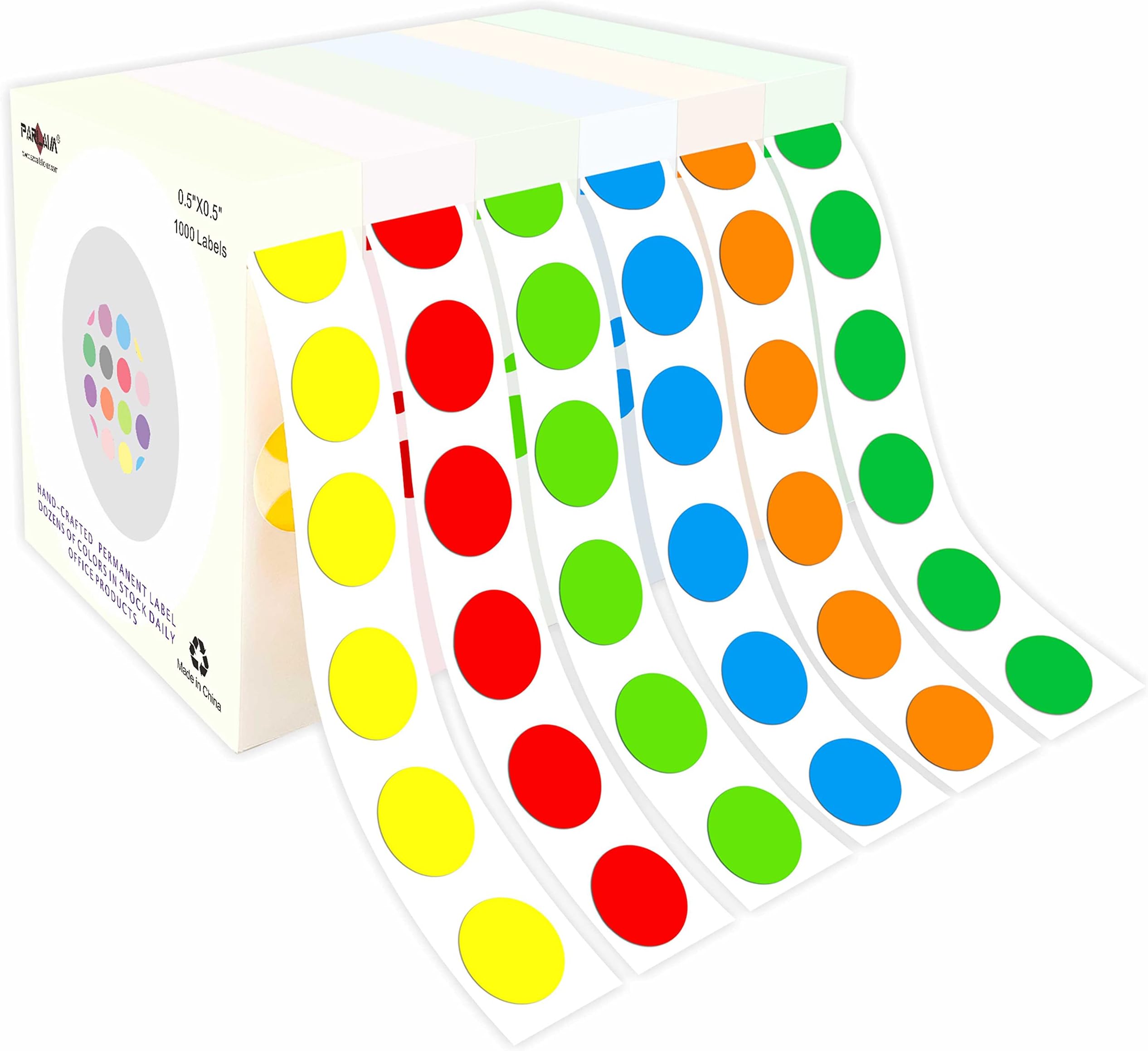Amazon.com : 5000Pcs 1 Inch Circle Colored Dot Stickers, Mixed Color ...
