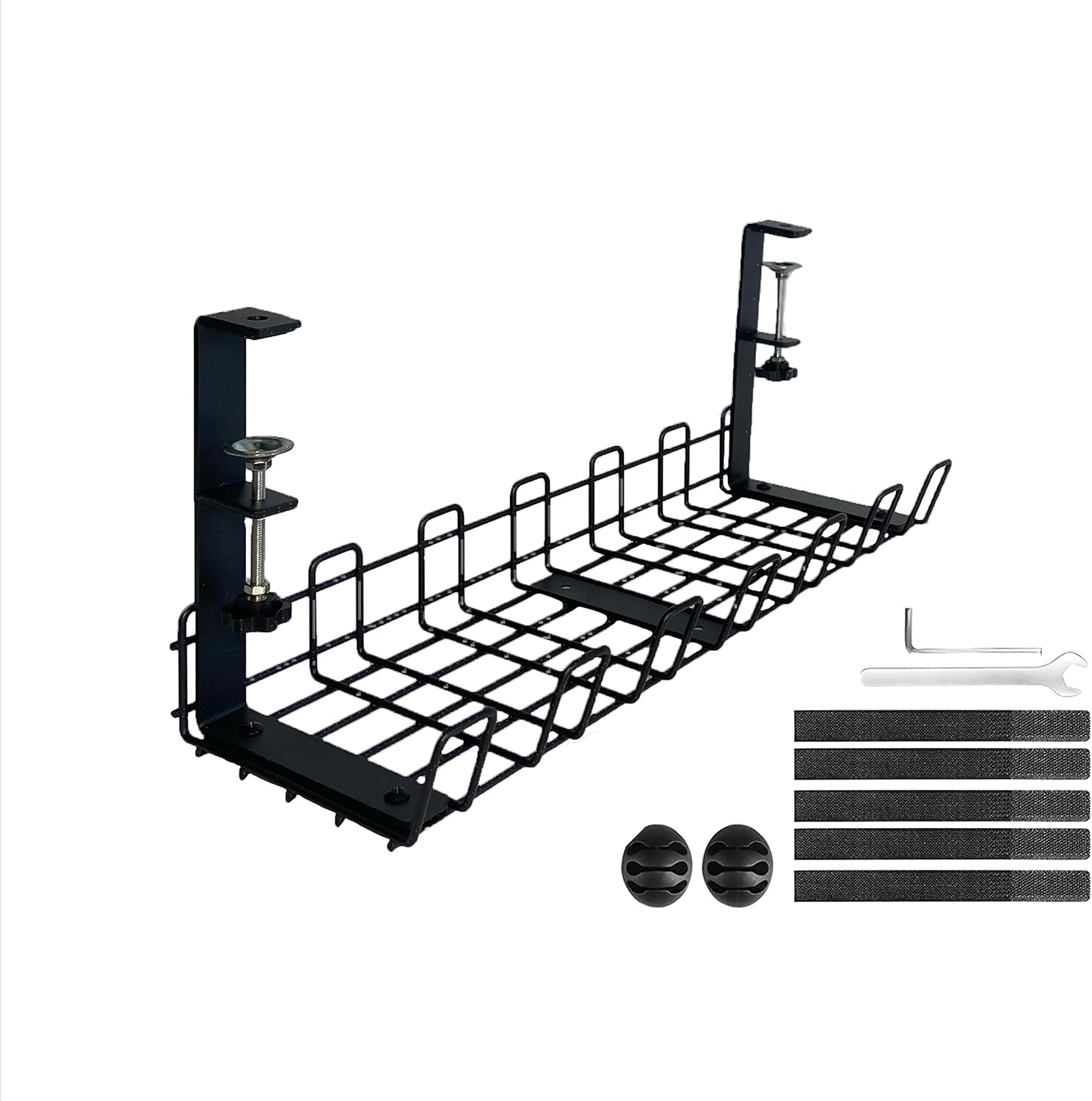 Under Desk Cable Management No-Drill Cable Basket Metal Wire Cable Tray ...