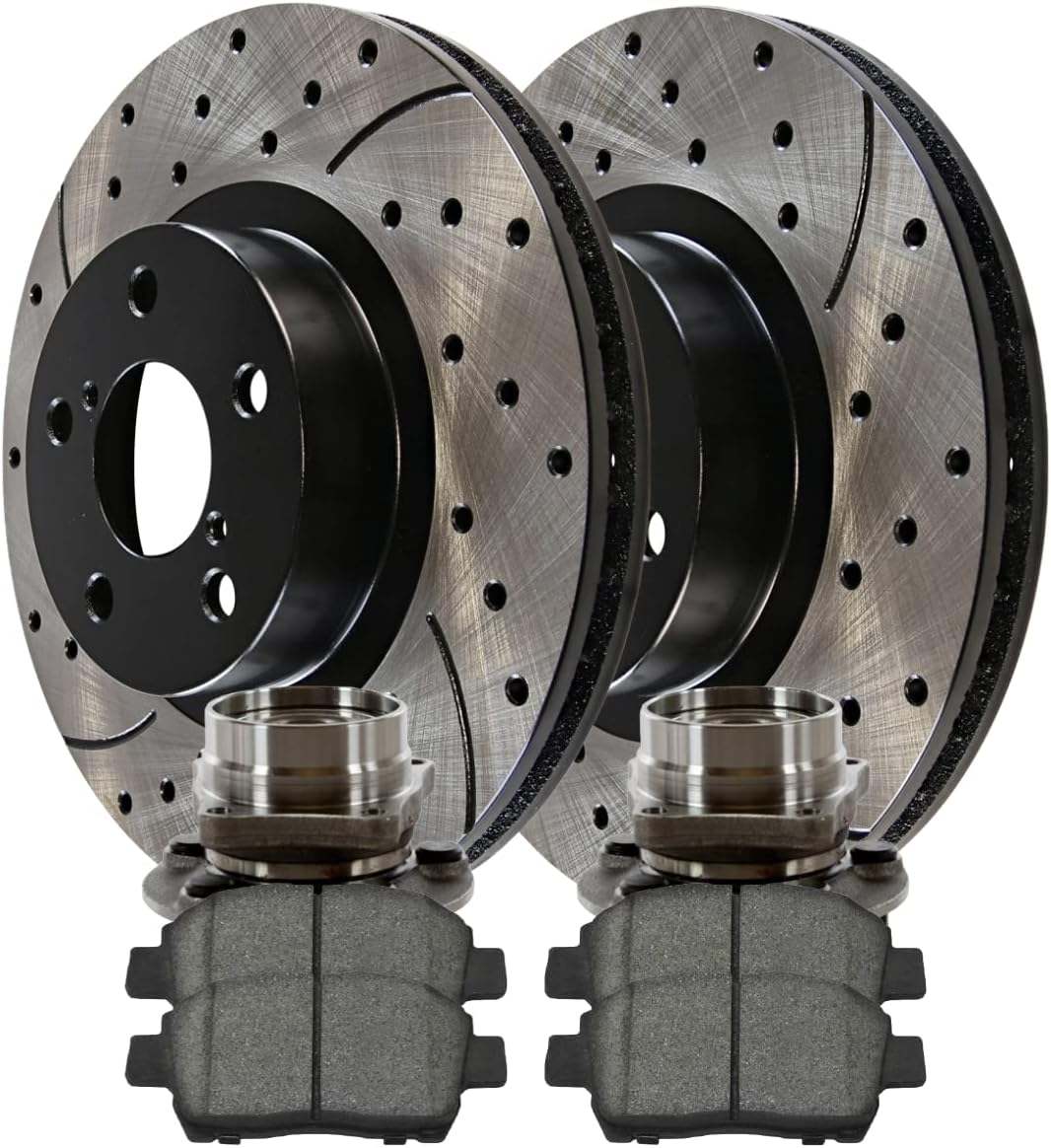 Amazon.com: AutoShack Front Drilled and Slotted Brake Rotors Ceramic ...