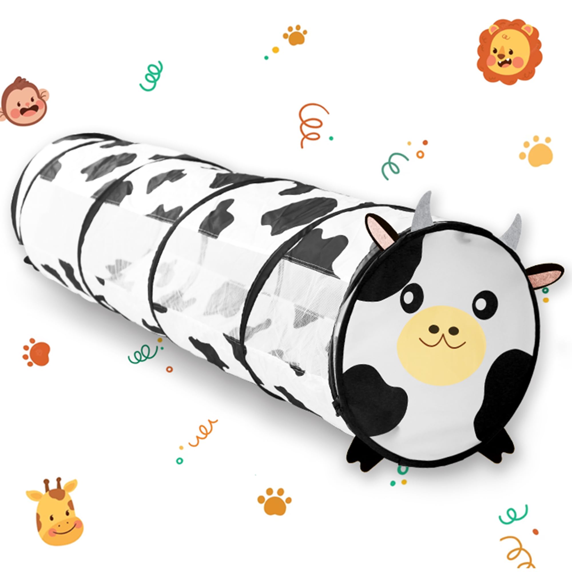 Kids Play Tunnel, Cow Cub Pop Up Crawl Tunnel Collapsible Toy for Baby ...