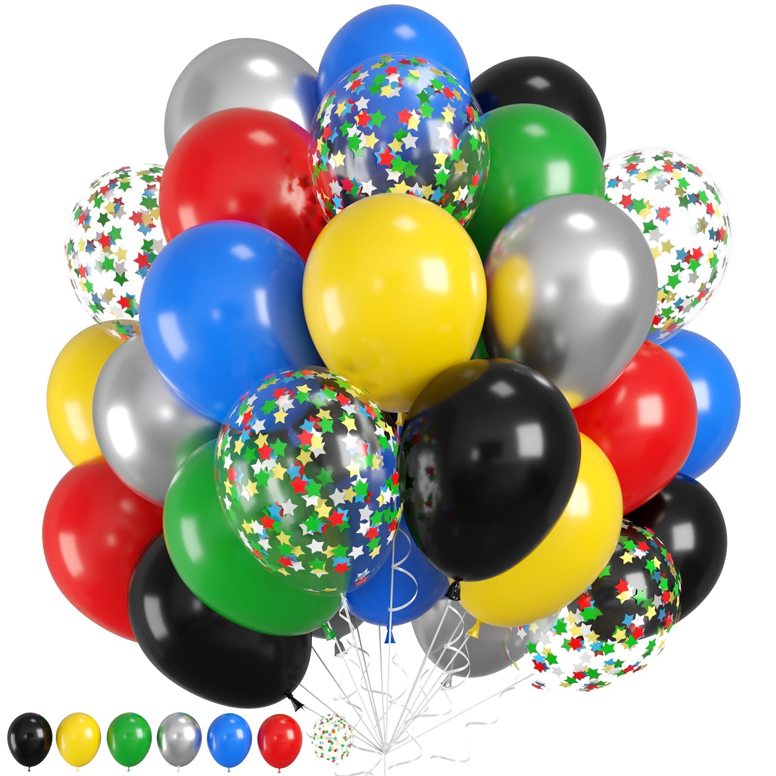 Amazon.com: Red Yellow Blue Balloon, Multicolor Balloons with Black Red ...