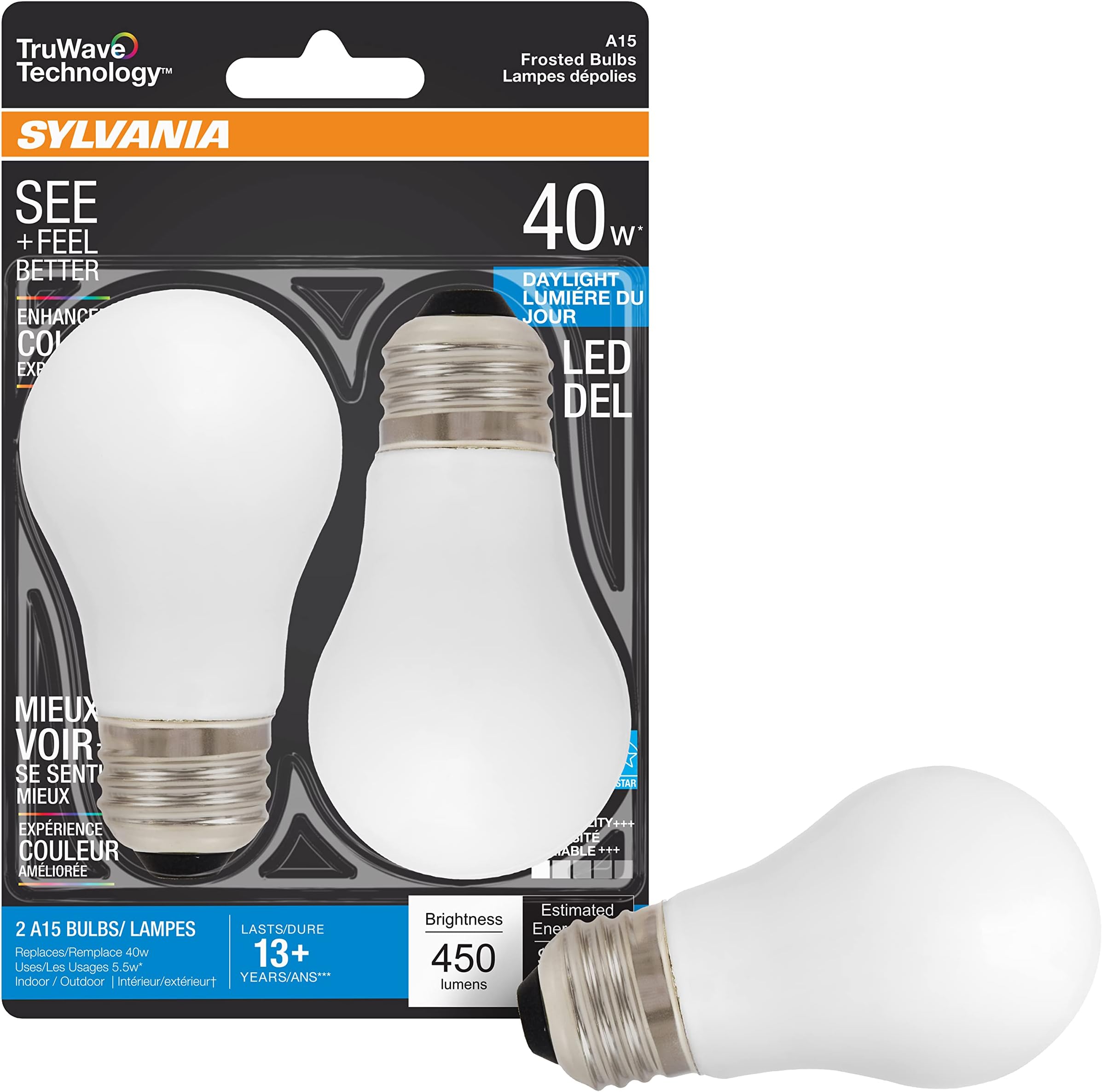 Amazon.com: SYLVANIA 40-Watt A15 -White- Ceiling Fan Bulbs ...