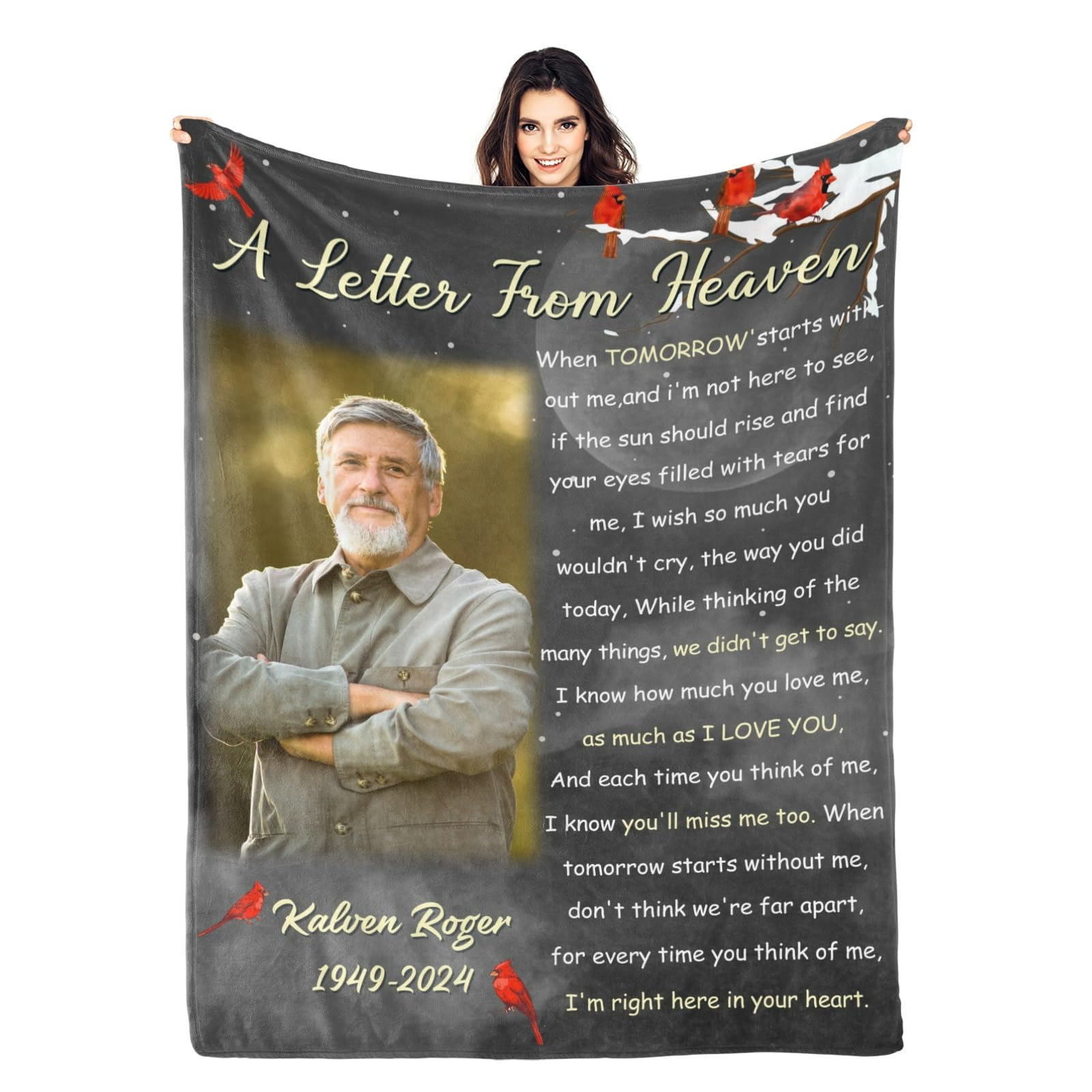 Amazon.com: COLORSFORU Personalized Memorial Blankets with Photos, in ...