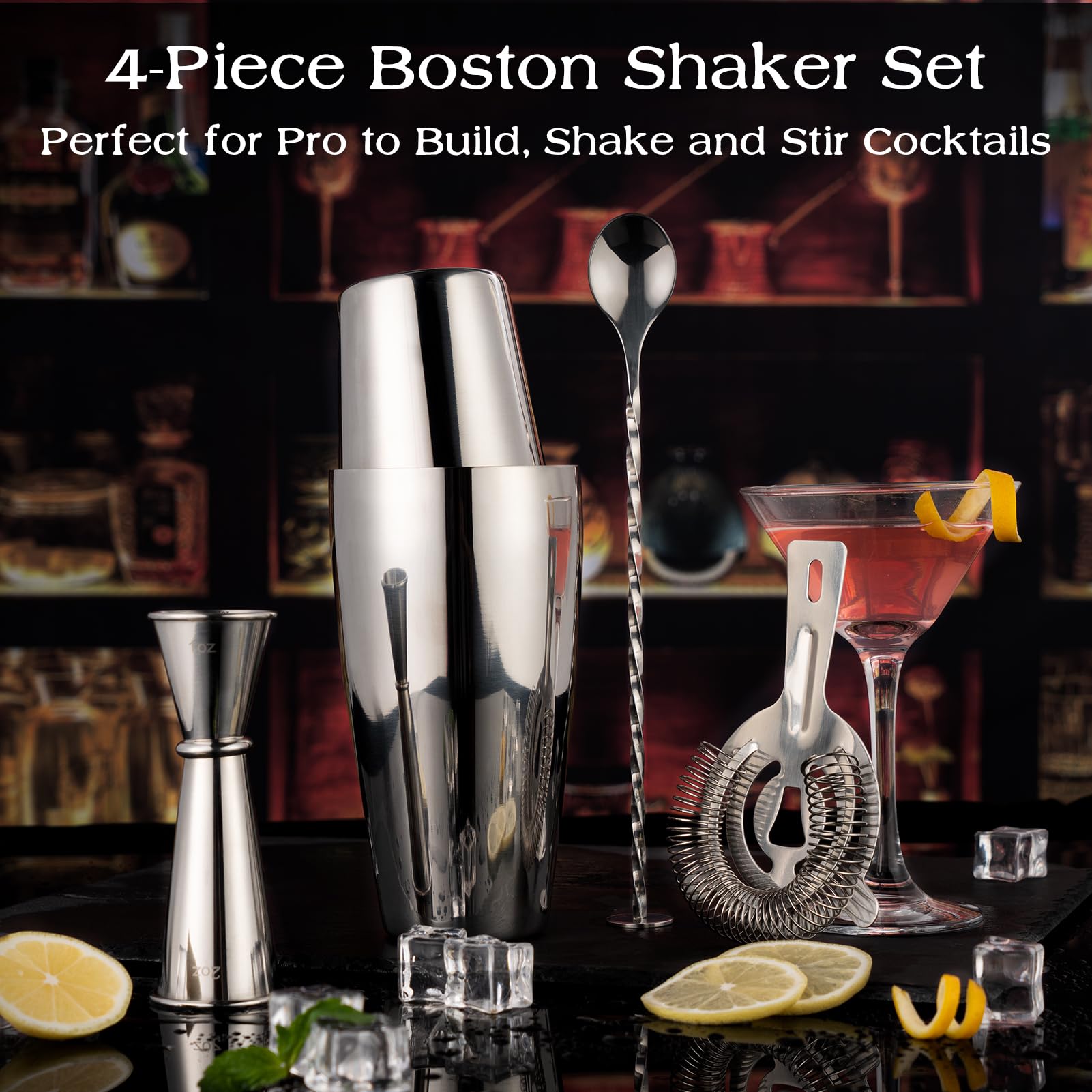 Snapklik.com : X Home Cocktail Shaker Set, Professional 4-Piece Bar ...