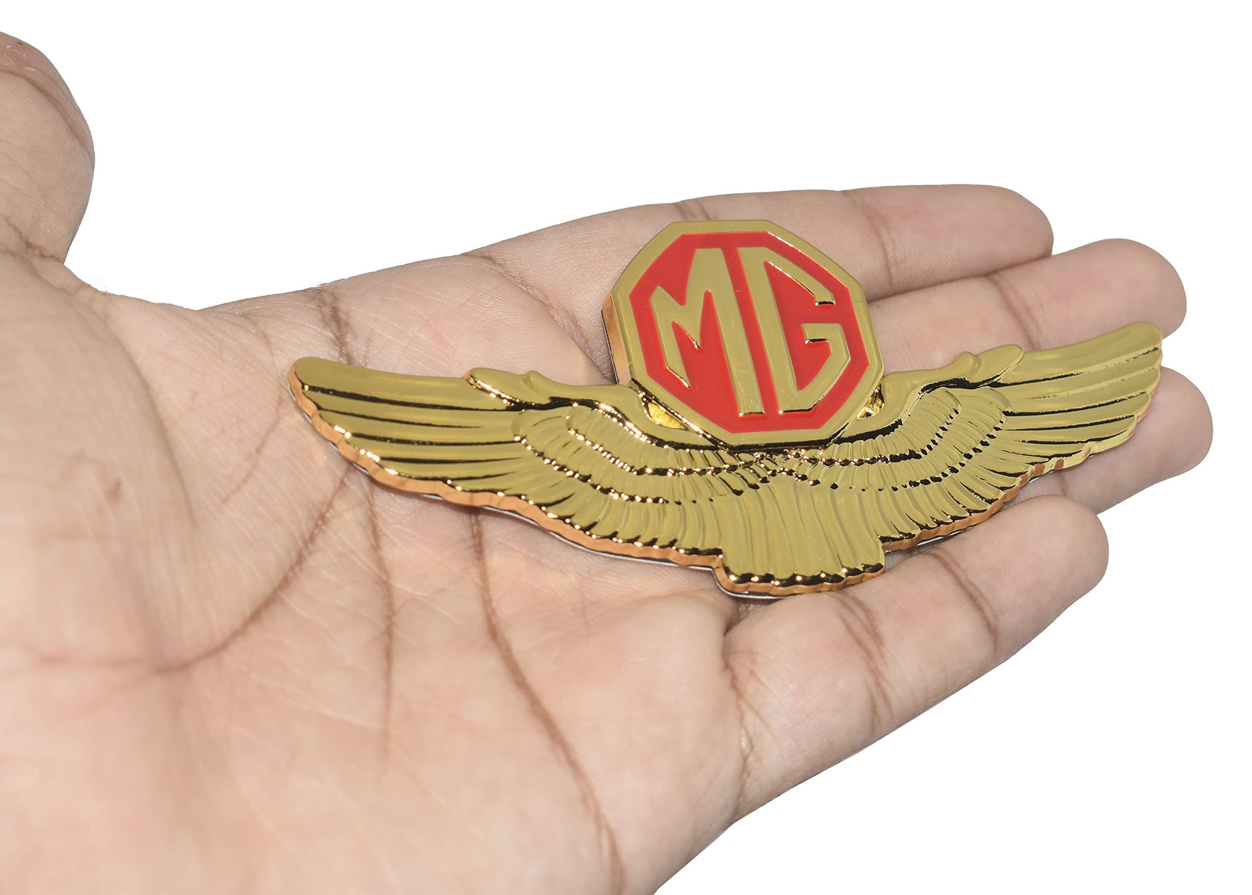 Mg Logo Wings Wings Emblem Sticker For MG Cars, Metal (Gold)
