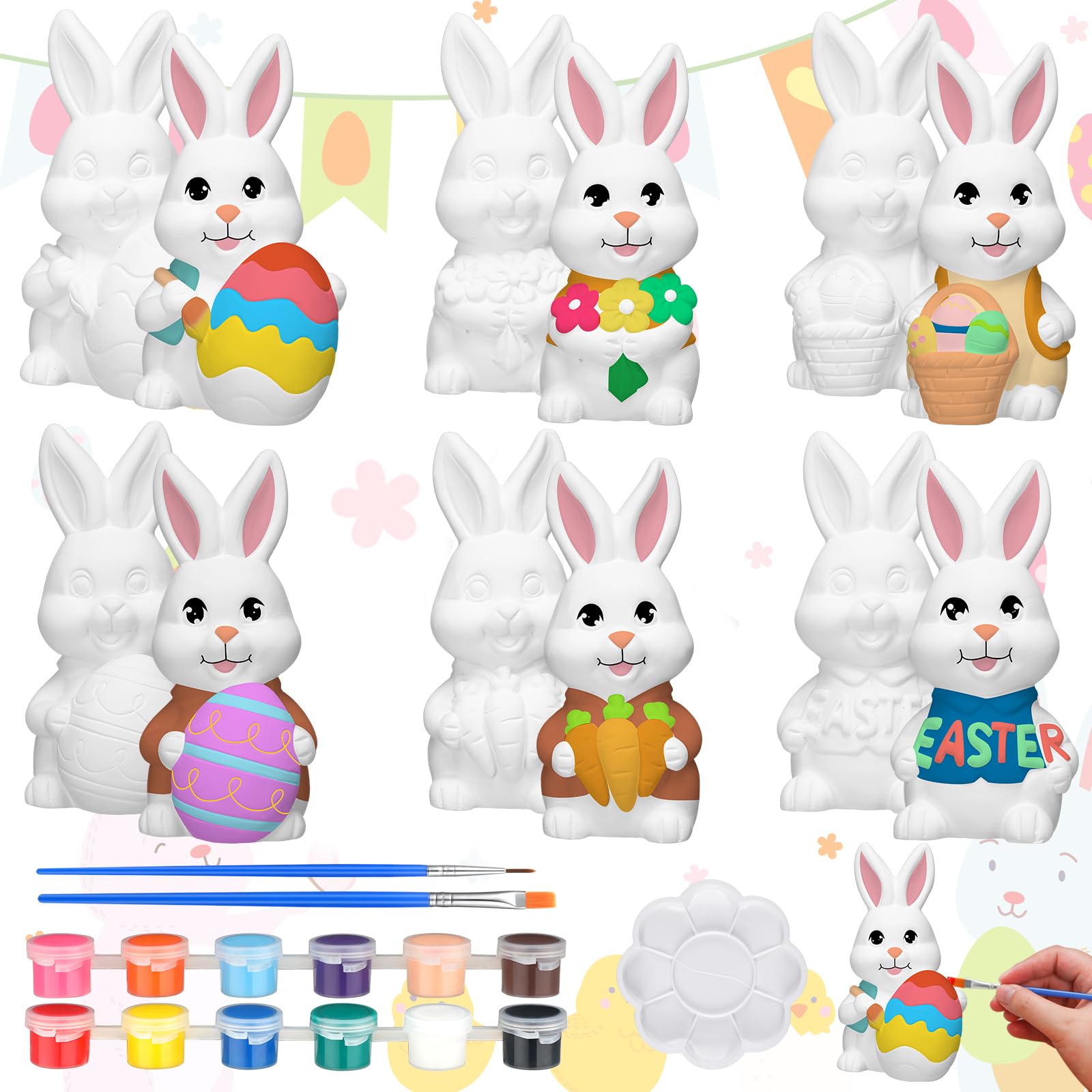 Amazon.com: CroBlissful 6 Sets Easter Ready to Paint Your Own Easter ...