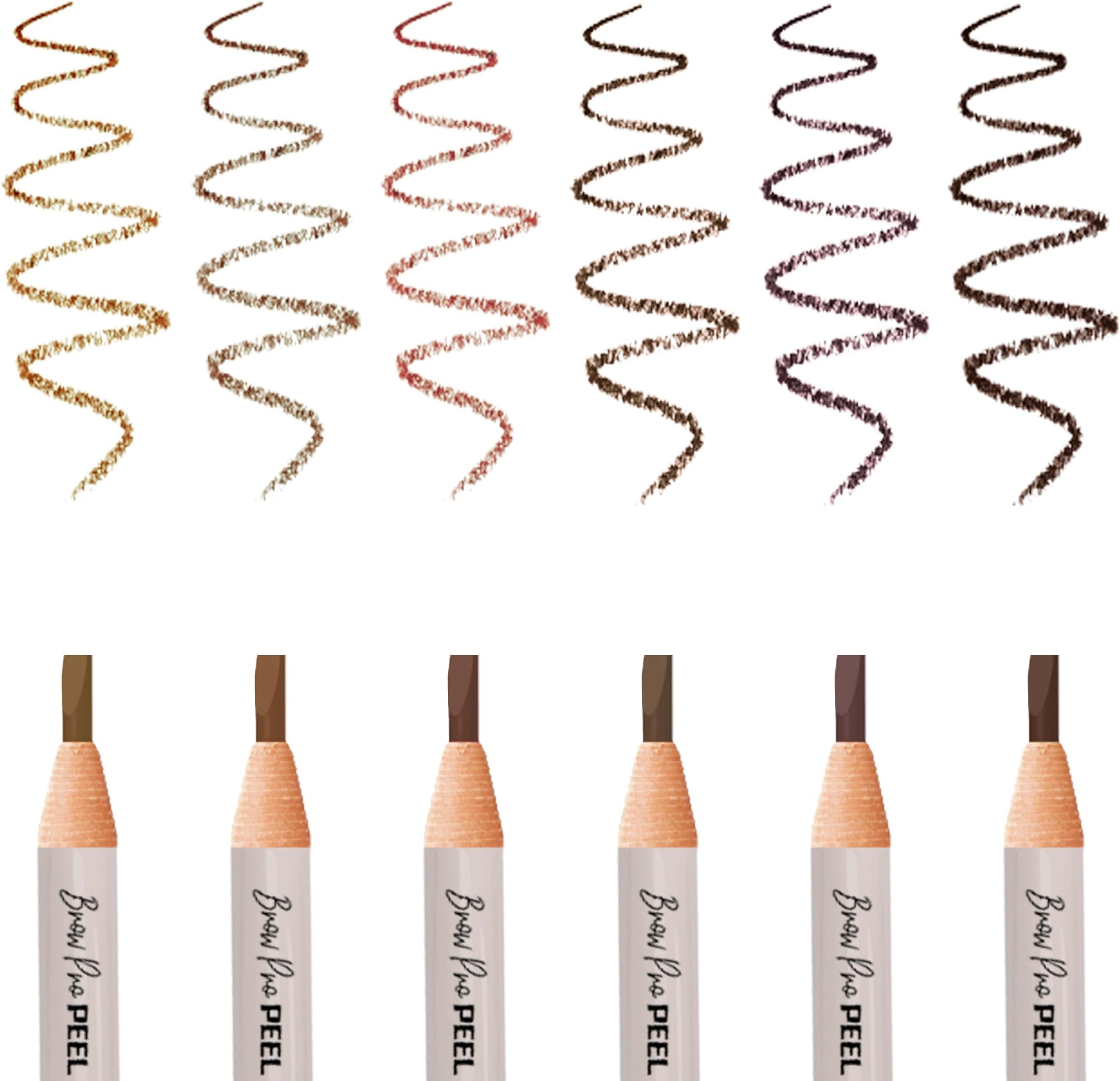 Amazon.com : BRAWNA 6 Pcs Brow Pro Peel Off Pencils with 1 Sharpener ...