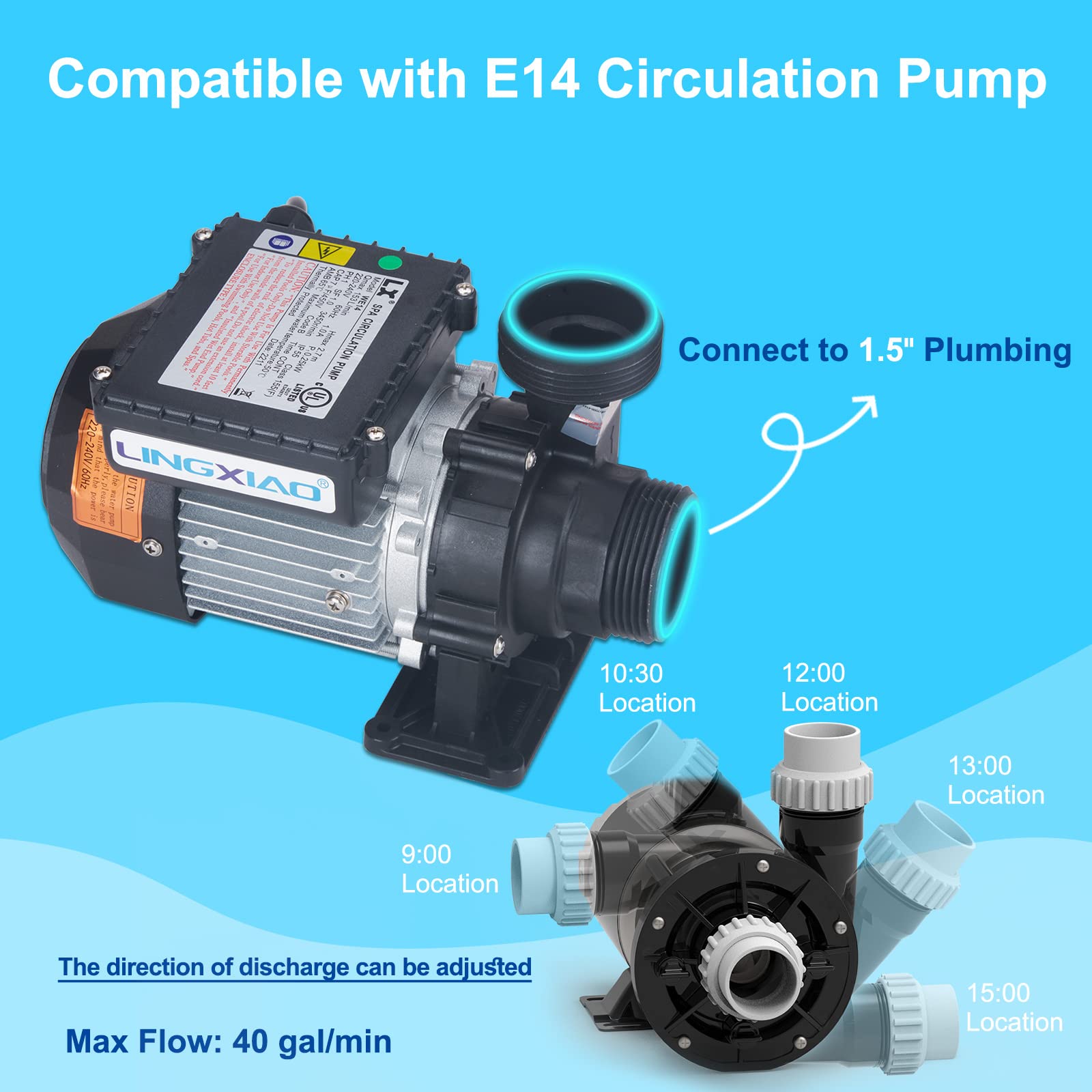 Snapklik.com : LINGXIAO WE14 SPA Circulation Pump, 240V Hot Tub ...