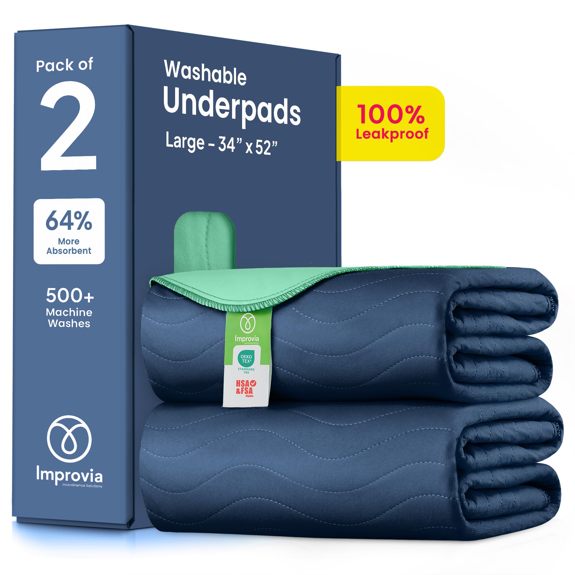 Amazon.com: IMPROVIA® Washable Underpads, Heavy Absorbency Reusable ...