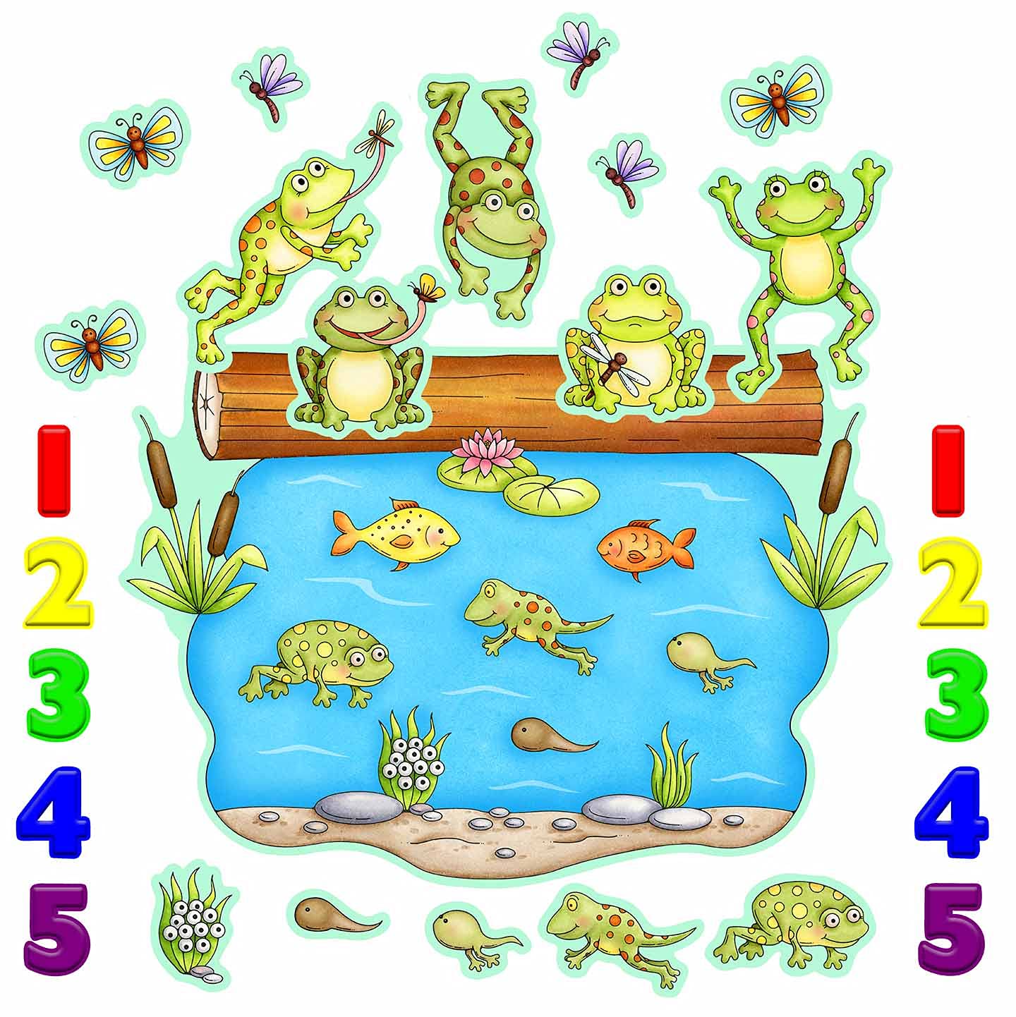 Five Speckled Frogs Felt Figures For Flannel Felt Board Story ...