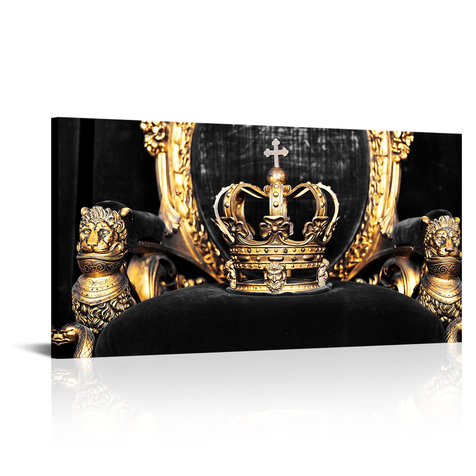 Amazon.com: Saypeacher Vintage Gold Crown Canvas Wall Art Black and ...