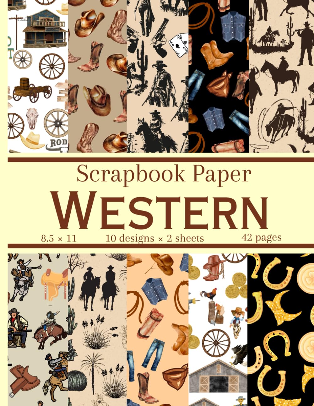 Western Scrapbook Paper: 20 Cowboy Themed Double Sided Patterns ...