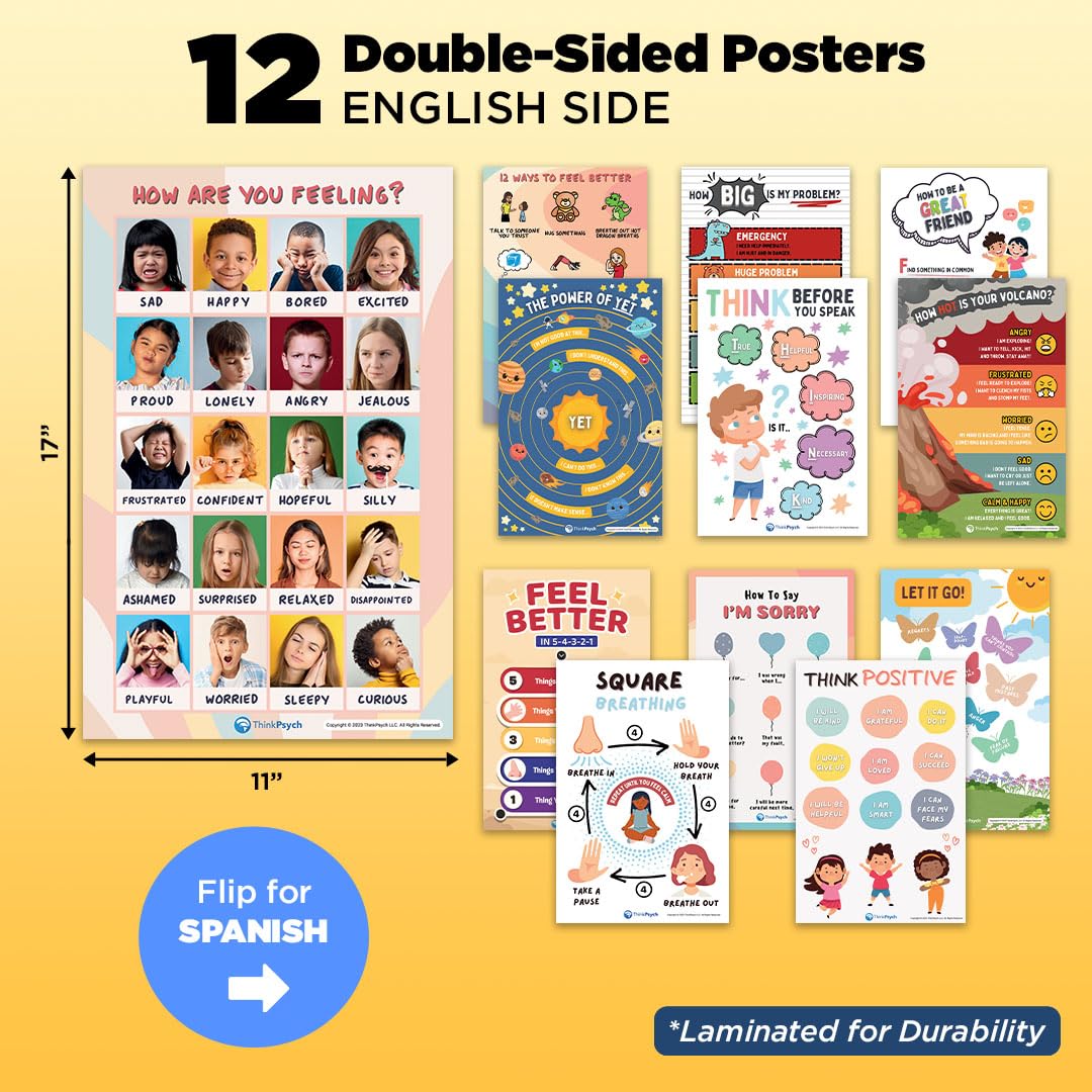 Emotions Posters 4 Spanish Feelings Chart Posters For Kids - Emotions ...