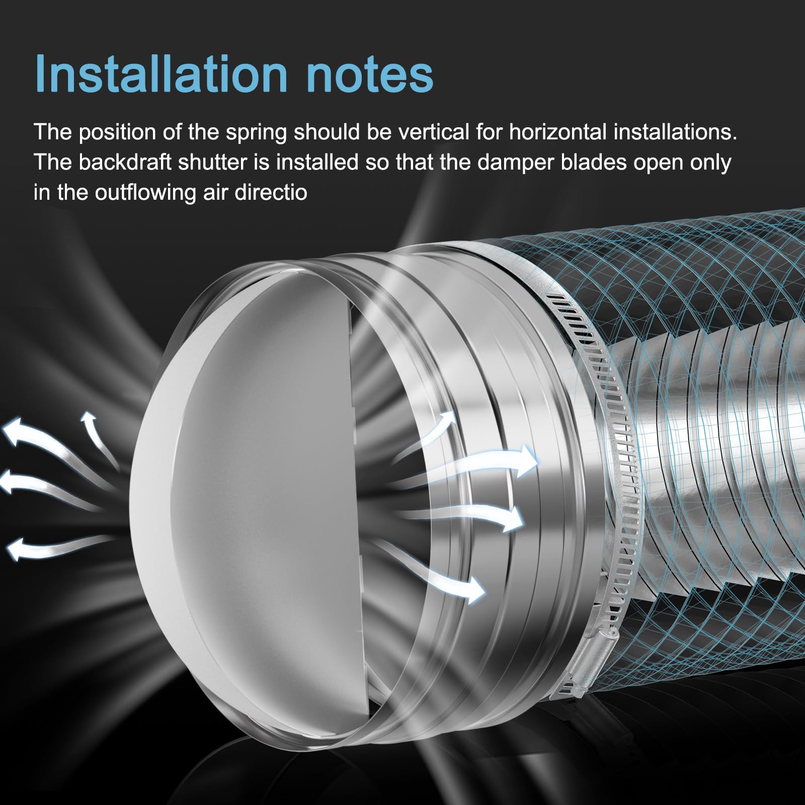 Snapklik.com : Upgraded 6 Inch Backdraft Damper, One-Way Airflow Duct ...