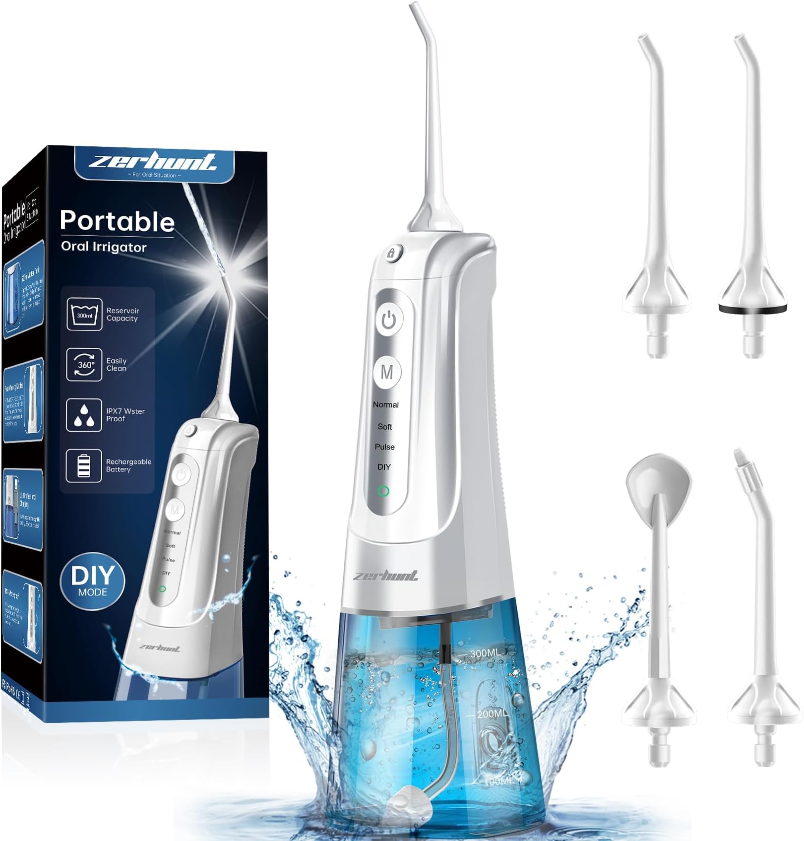 Amazon.com: Water Dental Flosser Oral Irrigator with 3 Modes Cordless ...
