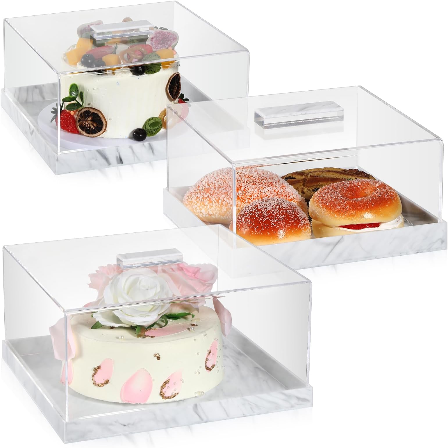 Amazon.com: Baderke 3 Pcs Rectangular Cake Tray, Acrylic Cake Stand ...