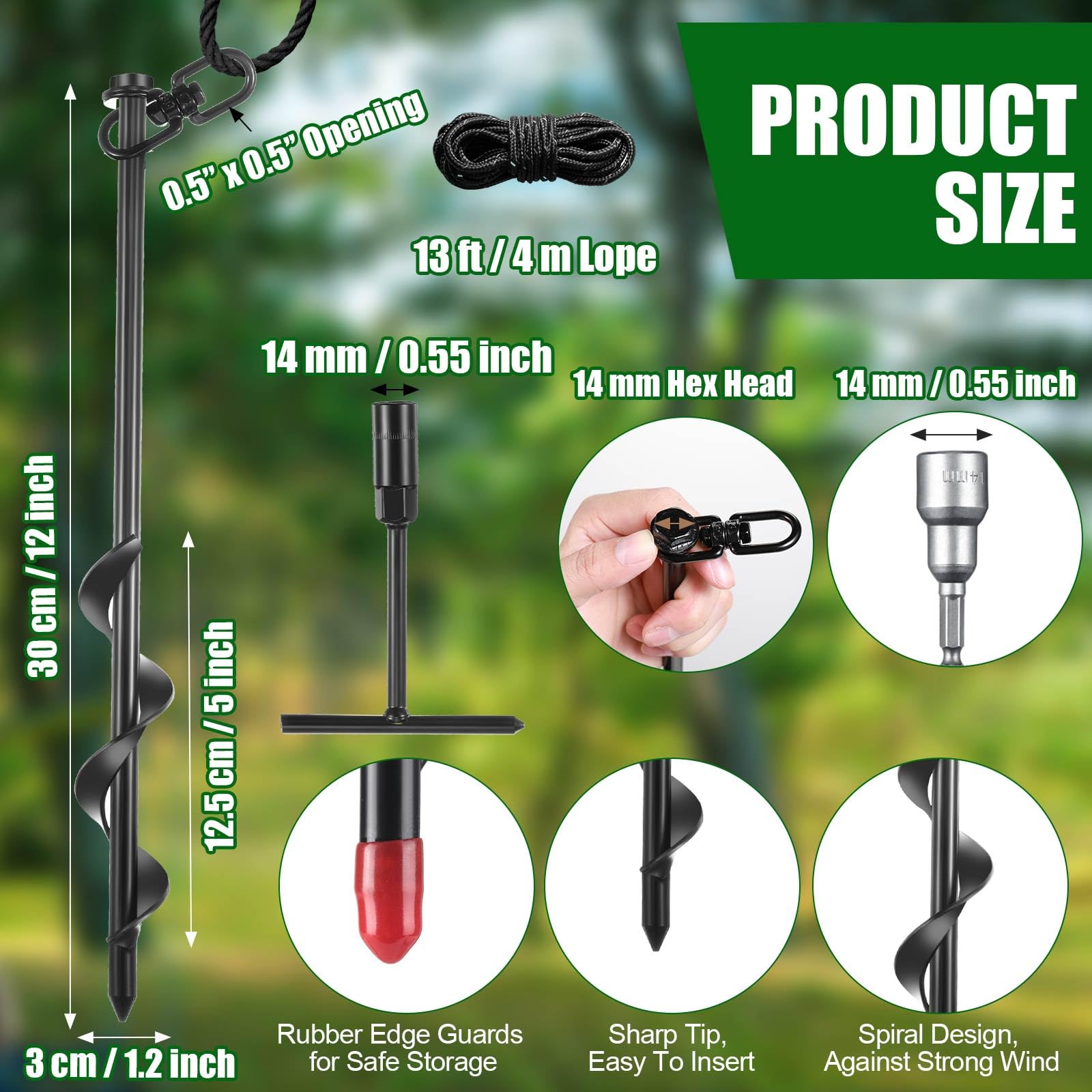 Snapklik.com : Lasnten 6 Set Heavy Duty Spiral Tree Stake Kits Anti ...