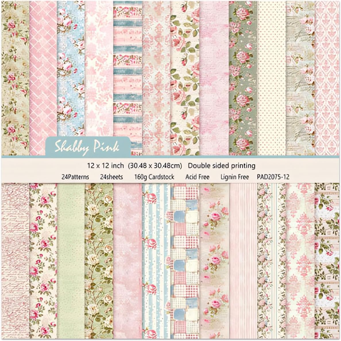 Amazon.com: Scrapbook Paper Pad 12×12,Floral Double-Sided Pattern ...