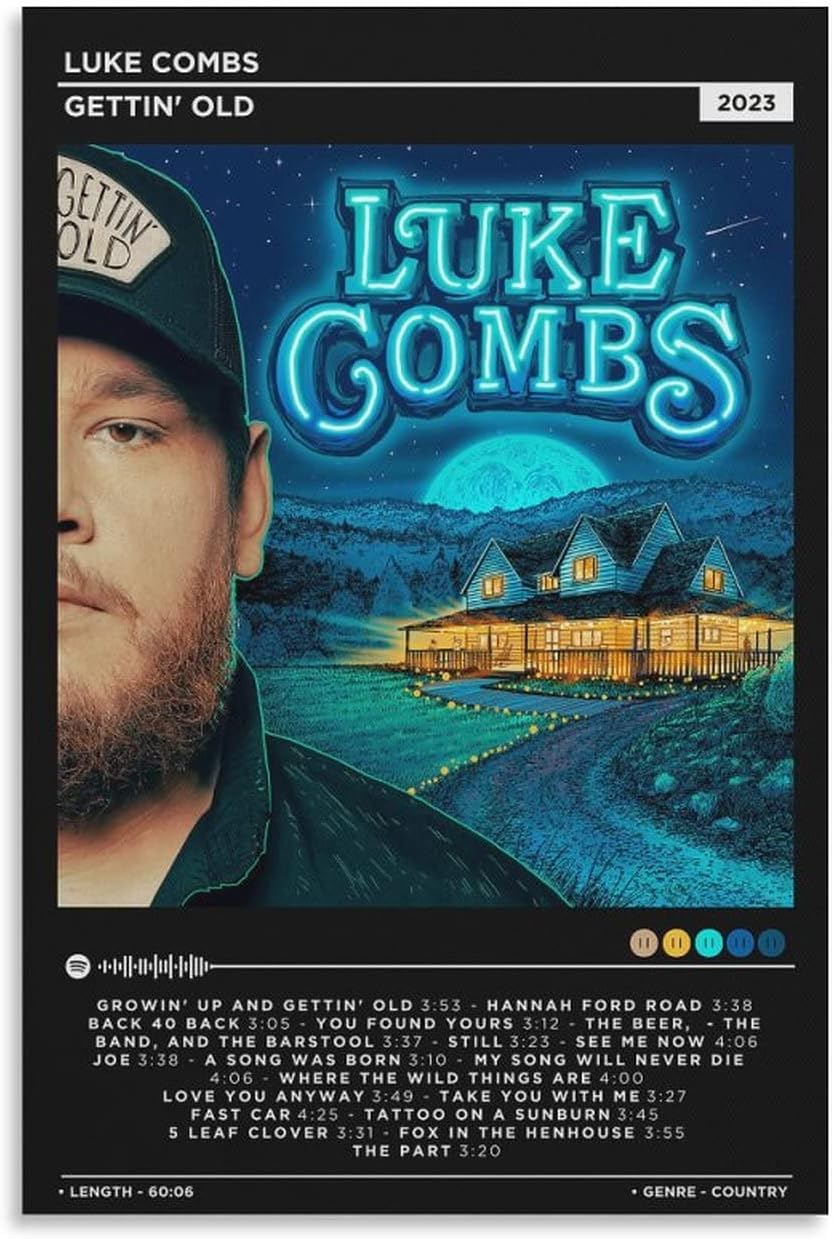 Amazon.com: FiTtg Luke Combs - Gettin' Old Album Poster Canvas Poster ...