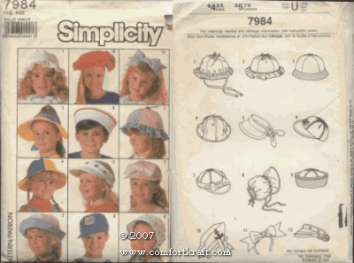 Amazon.com: Hats, Caps and Bonnets, Simplicity 7984: Simplicity: Arts ...