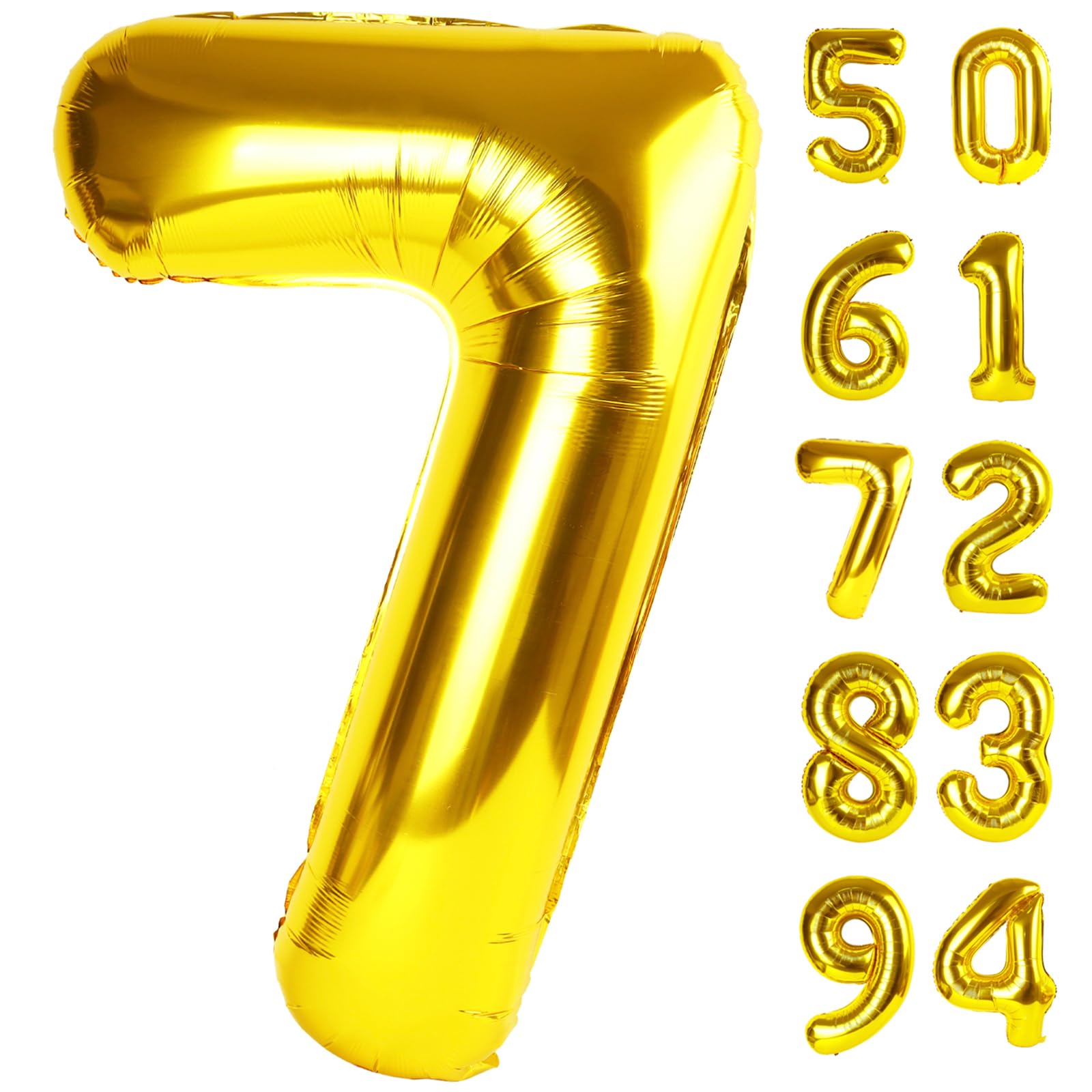 Amazon.com: Gold 7 Balloon, Number Balloon 40 Inch, Gold Party ...