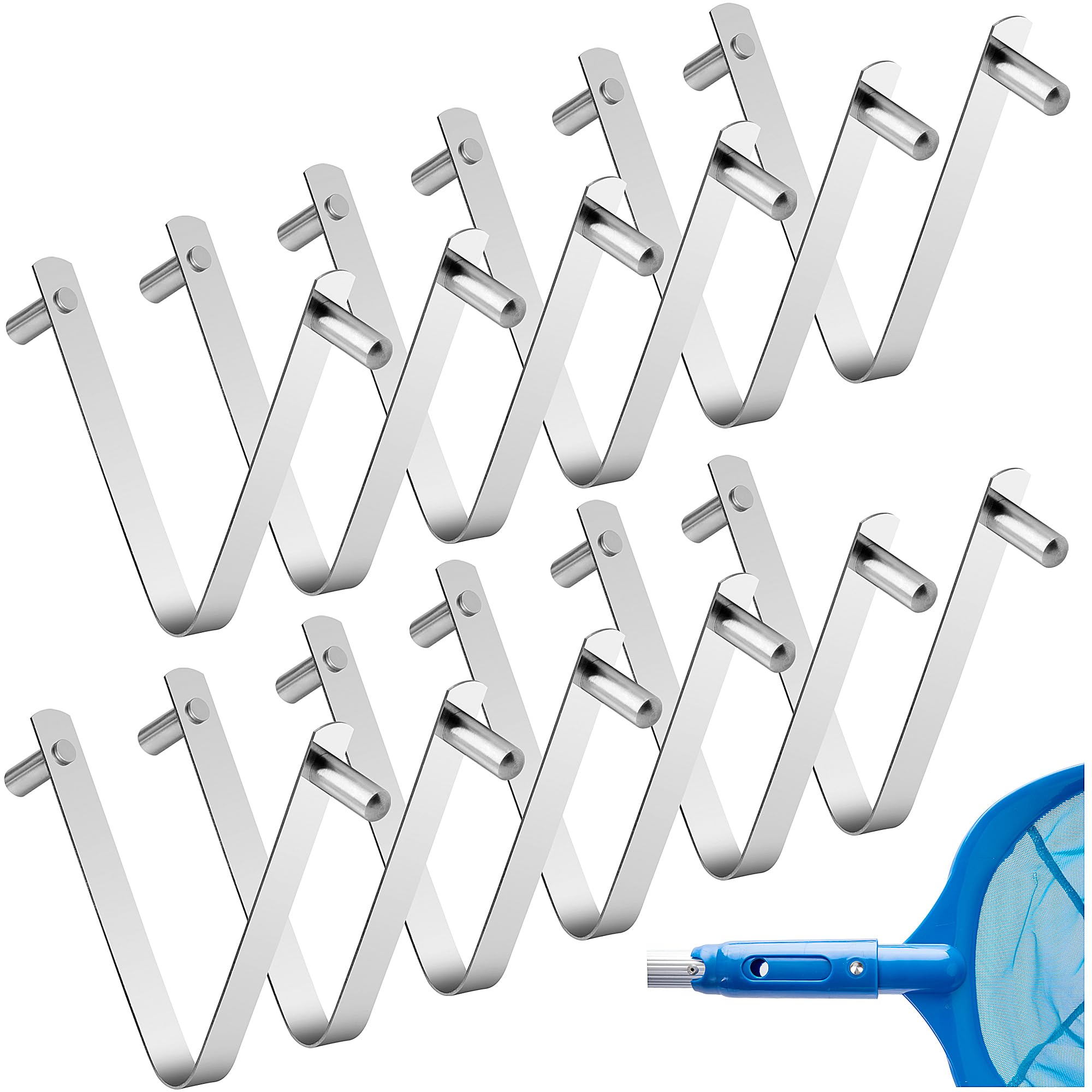 Amazon.com : moonoom 12Pcs Pool Pole Clips-Stainless Steel Pool ...
