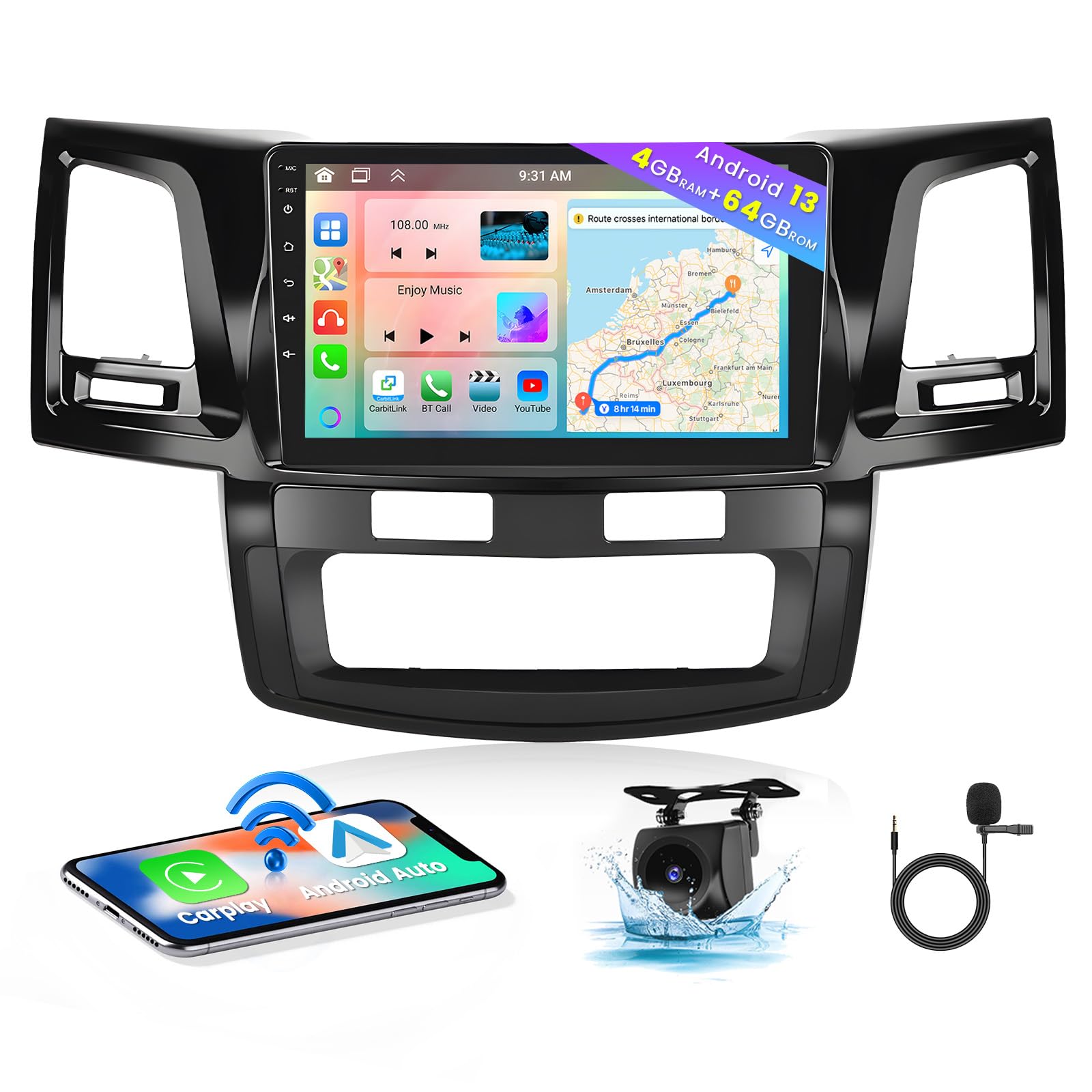 Snapklik.com : Hikity For Toyota Fortuner Hilux 2005-2014 Android 13 ...