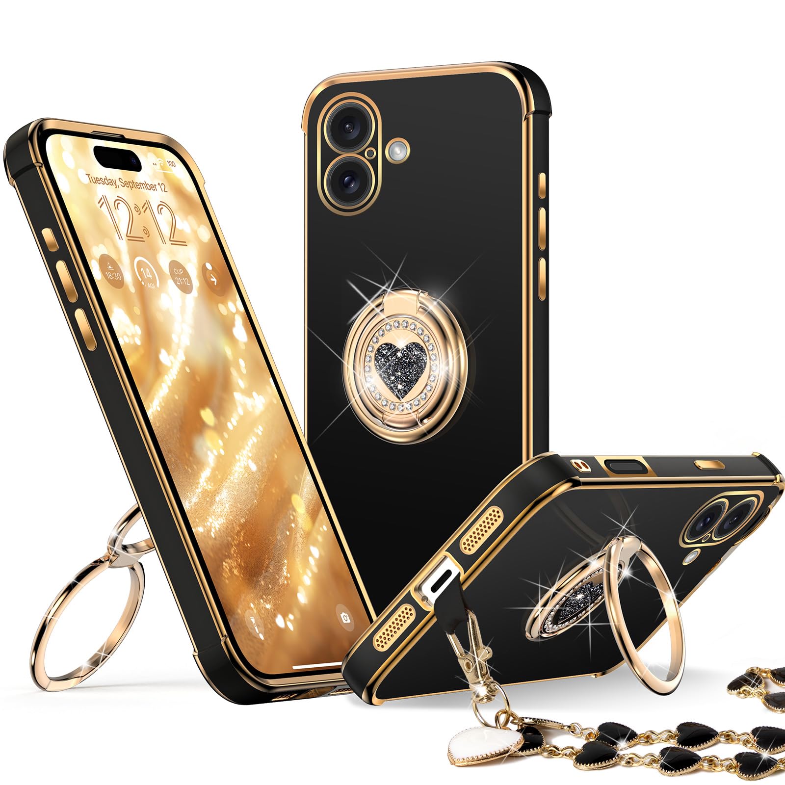 XYZ for iPhone 16 Case with Stand, Phone Case with Double Ring ...