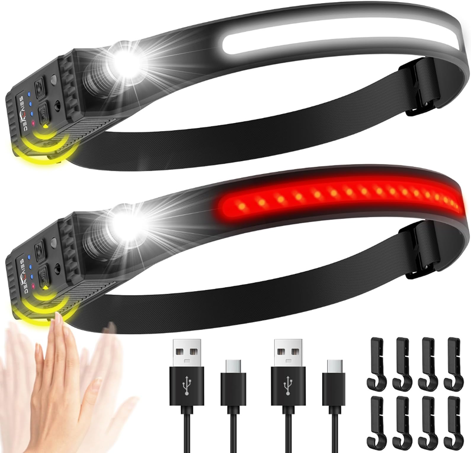 Amazon.com : Staaricc Headlamp Rechargeable, LED Headlamp with Red ...