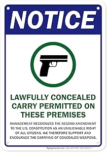 Amazon.com : Notice Lawful Concealed Carry Permitted On These Premises ...