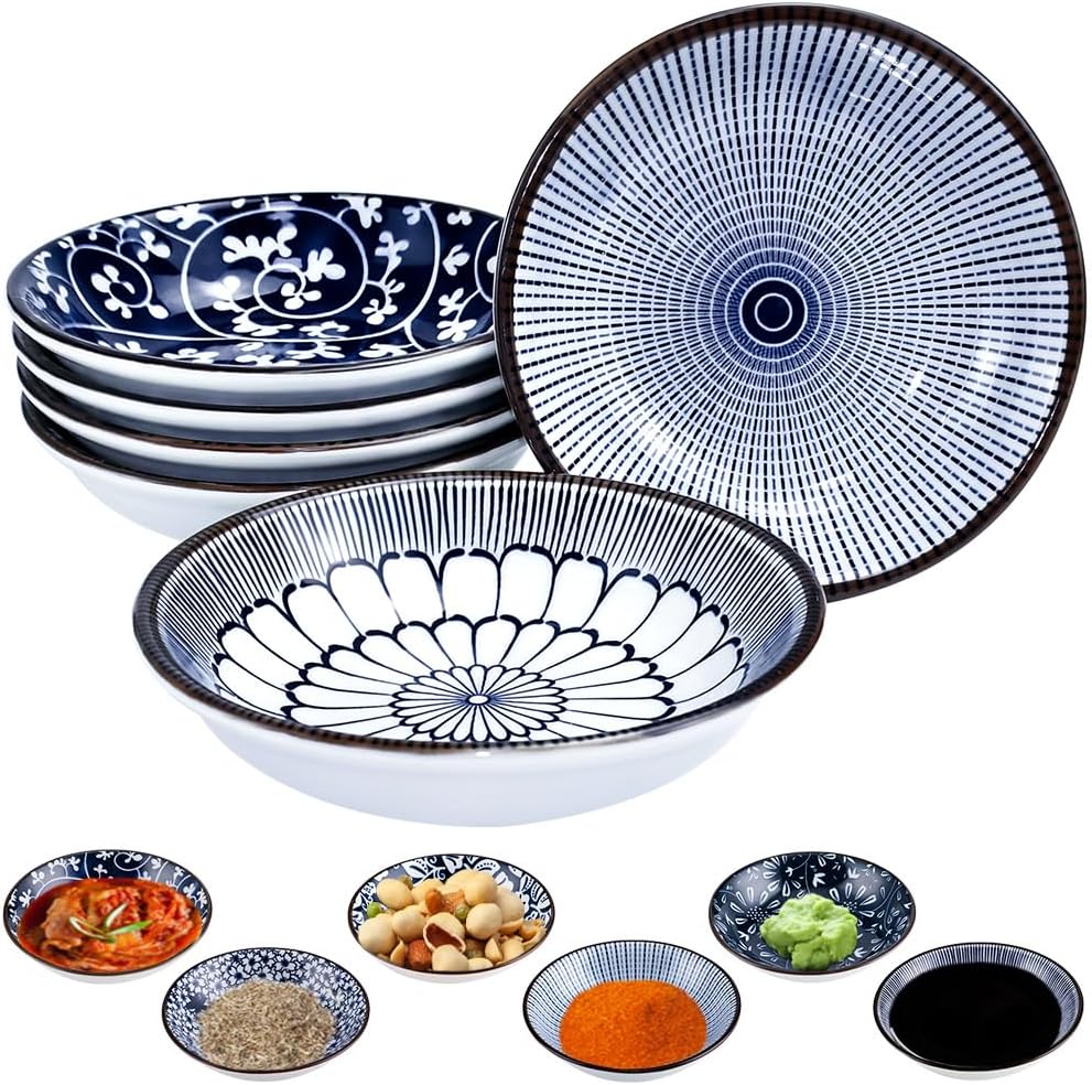 Swuut Japanese Style Ceramic Pinch Bowls,3 Inch Dipping Bowls Set Side ...