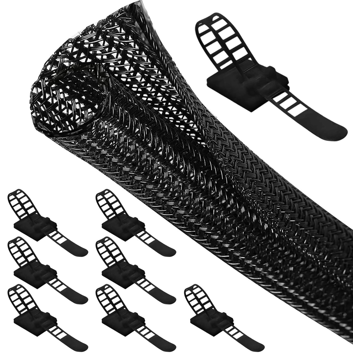 Black Cable Management Sleeve, 3m Cable Management Tube for PC/TV ...