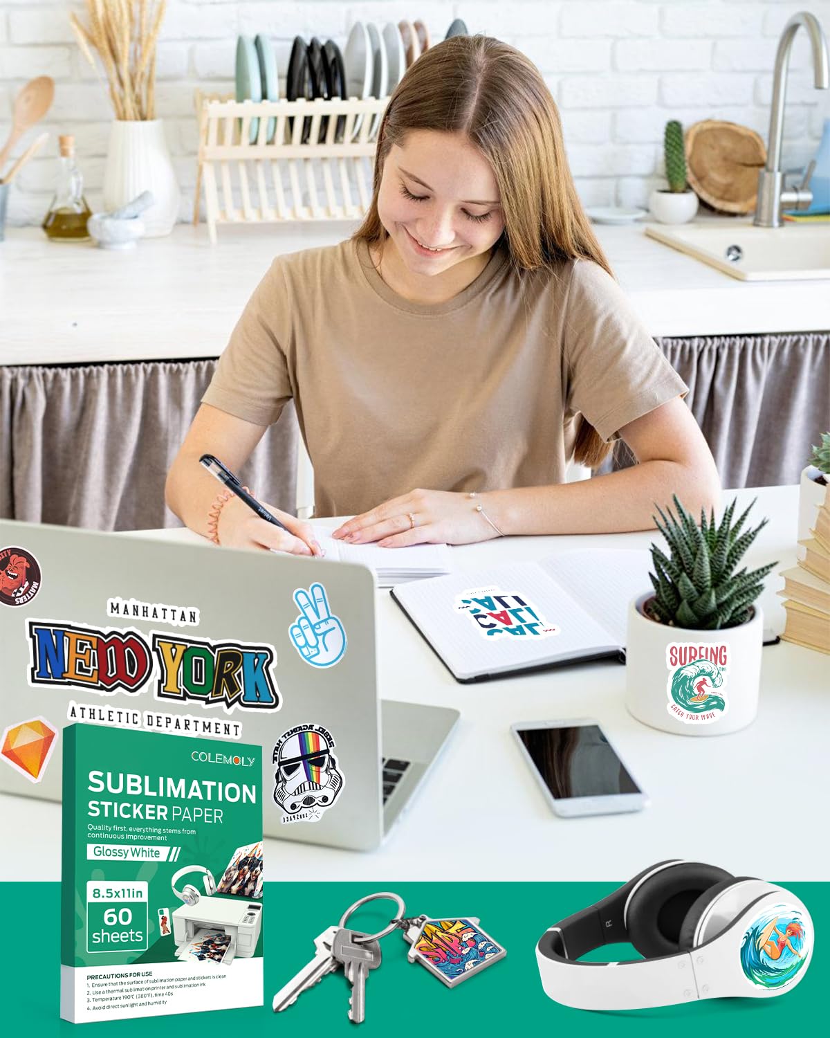 Snapklik.com : Colemoly Sublimation Sticker Paper-30 Sheets Glossy ...