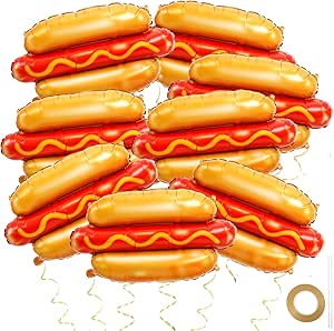 8Pcs Hot Dog Balloons, Giant Aluminum Hot Dog Birthday Decorations Set ...