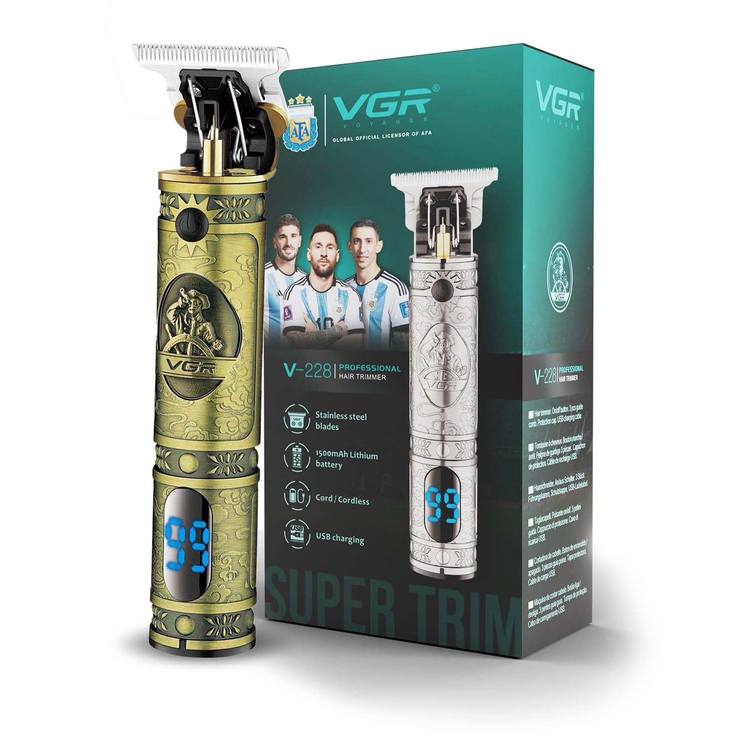 VGR V-228 Professional Hair Clipper with LED display Runtime: 180 min ...