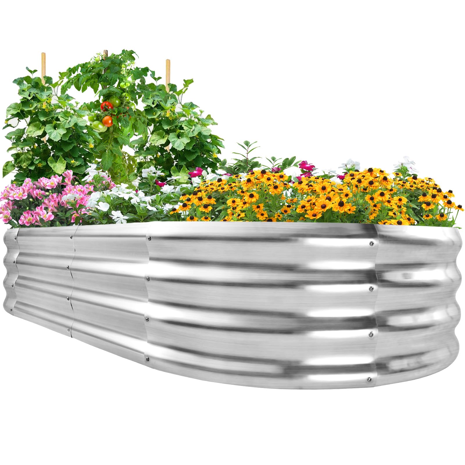 Snapklik.com : Quictent Raised Garden Bed Kit Oval Galvanized Metal ...