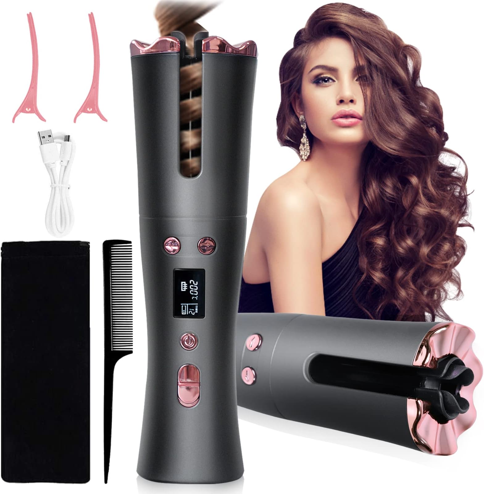 Amazon.com: Yebicola Automatic Curling Iron, Cordless Curling Iron ...