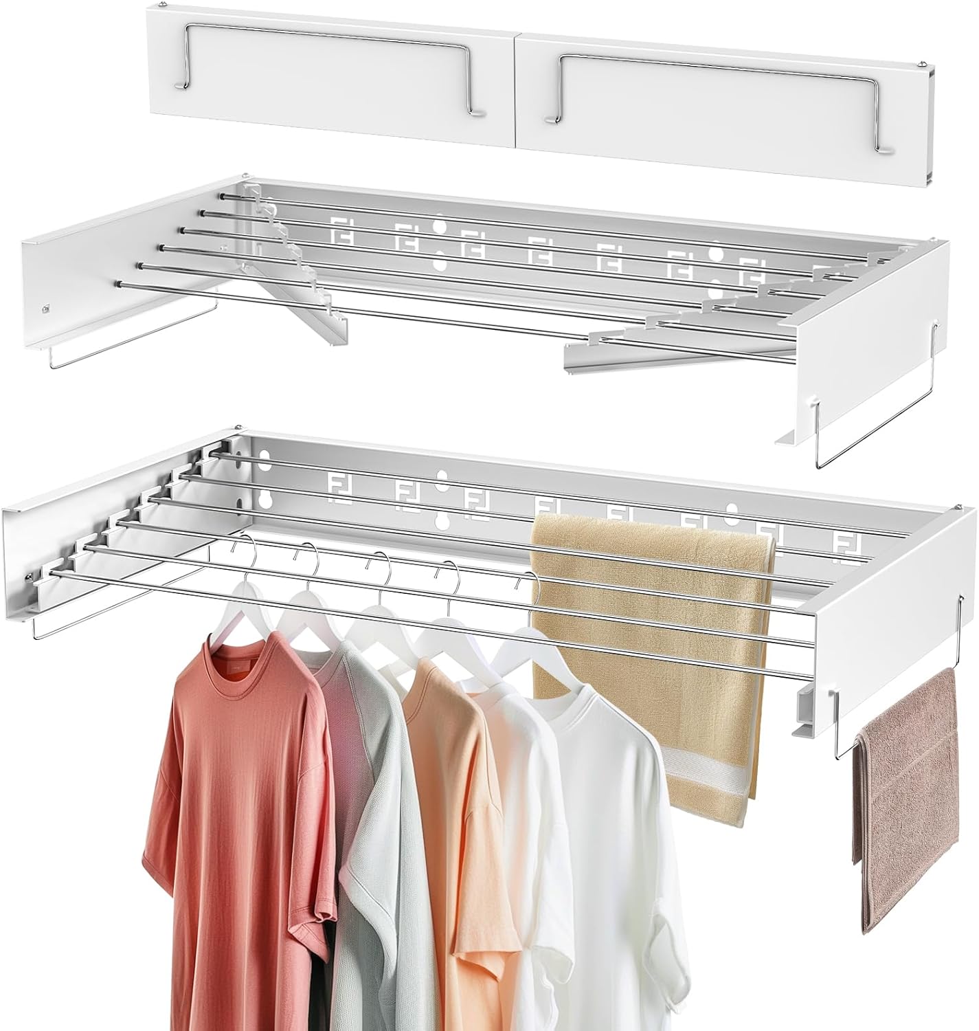 Amazon.com: YOURTONE Wall Mounted Drying Rack for Laundry, 40" Wide, 20 ...