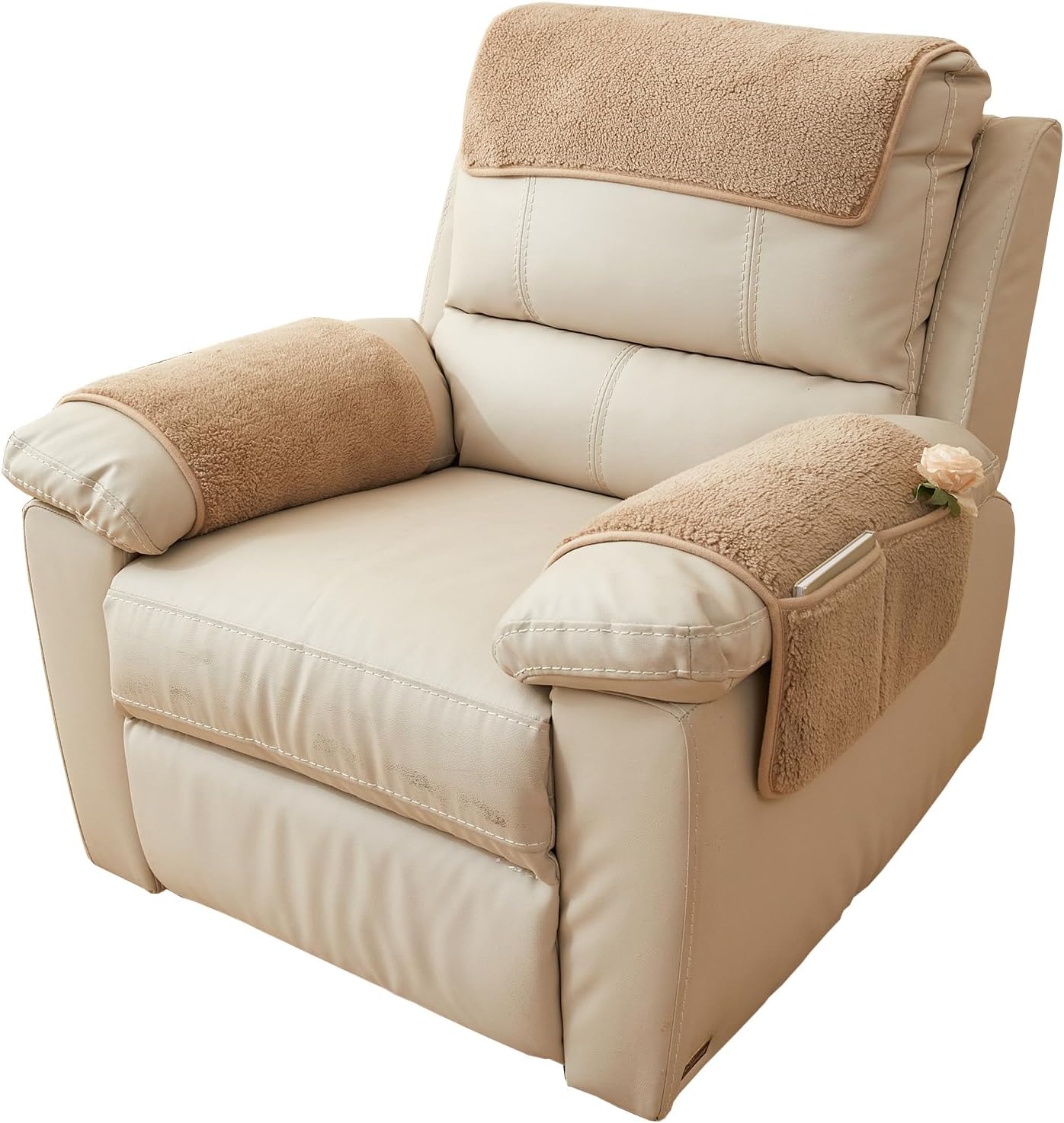 Amazon.com: Huierxun 3-Piece Slip-On Fleece Recliner Chair Slipcovers ...