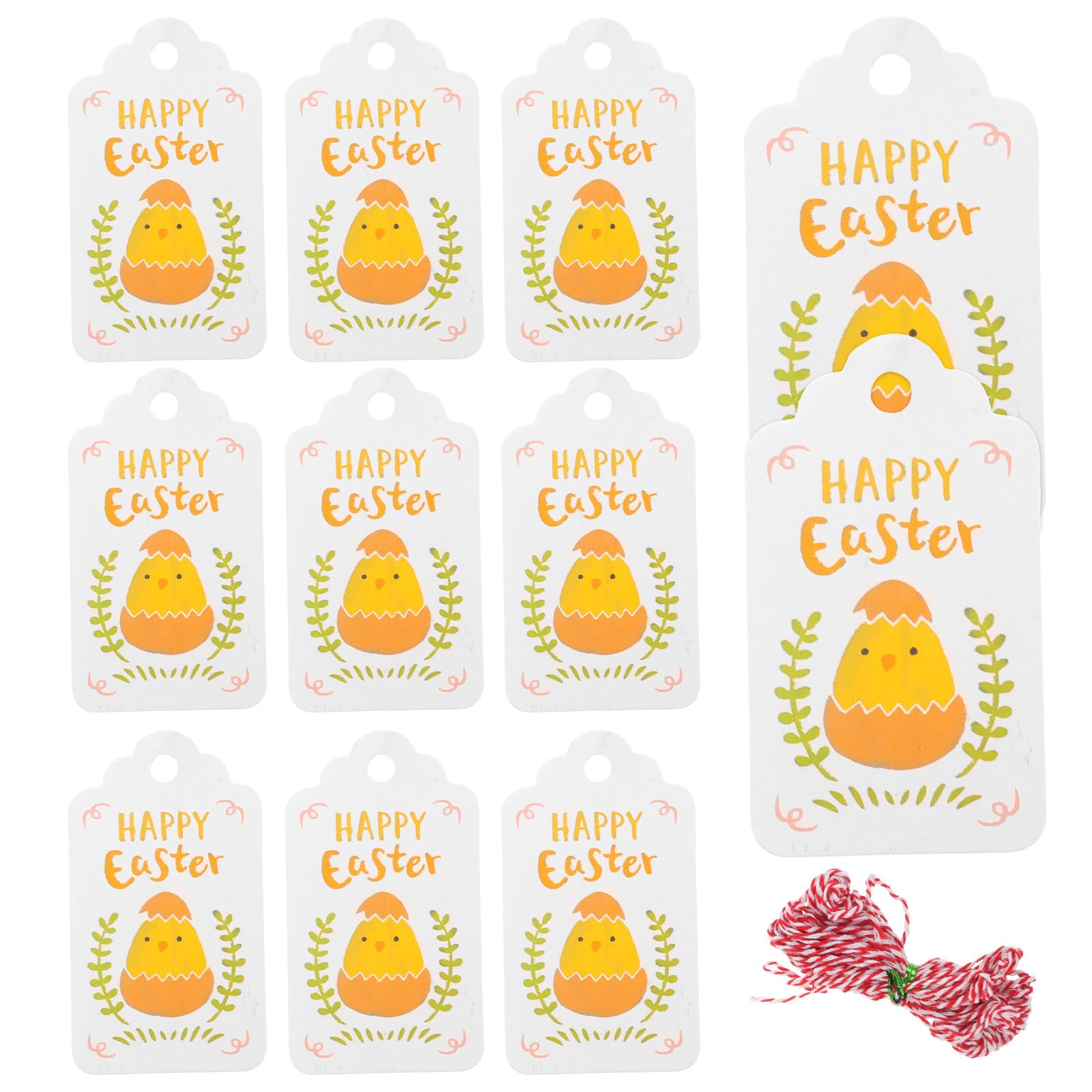100pcs Happy Easter Tags: Chick Bunny Eggs Pattern Paper Tags with ...