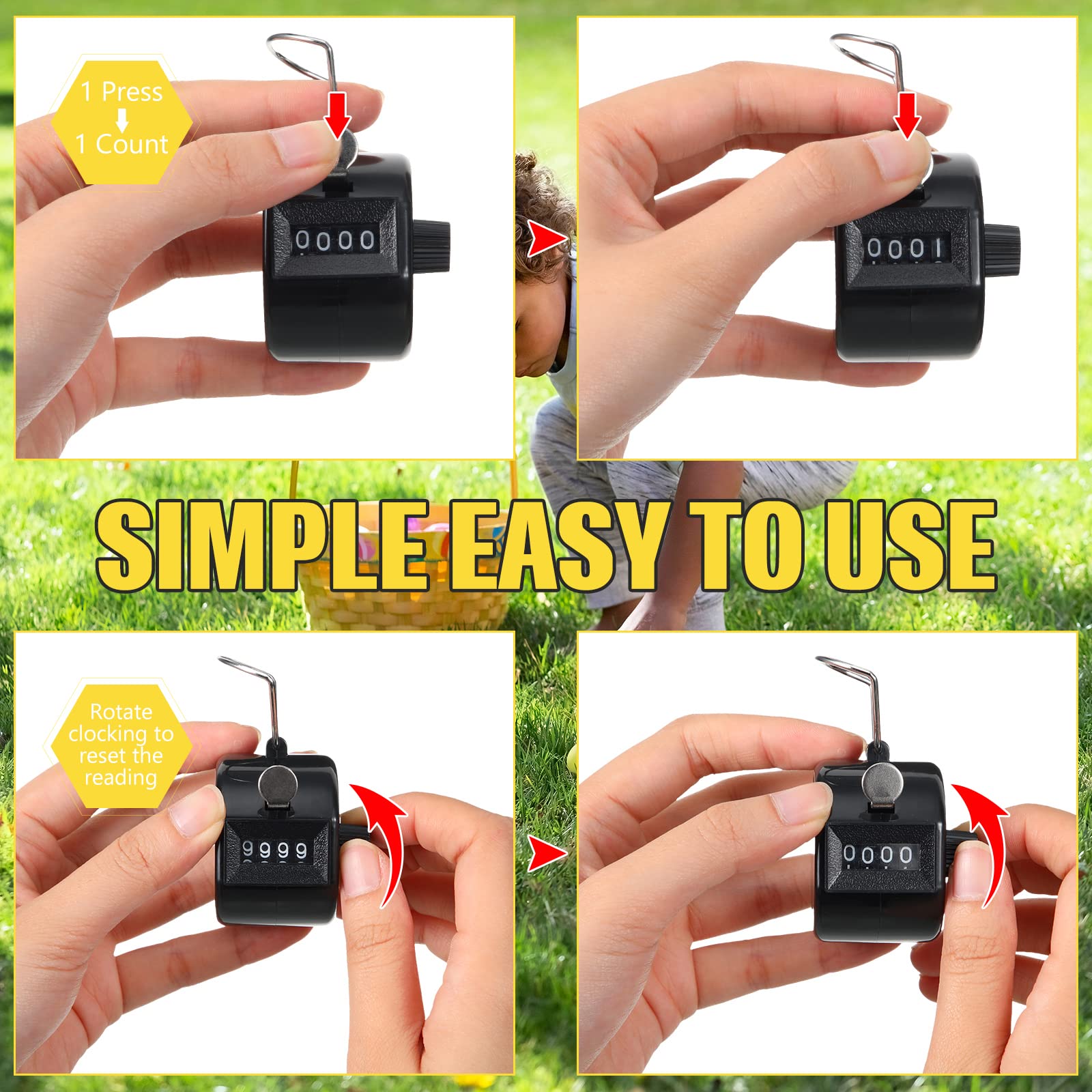 Snapklik.com : TOODOO 6 Pack Hand Tally Counter 4 Digit Mechanical Palm ...