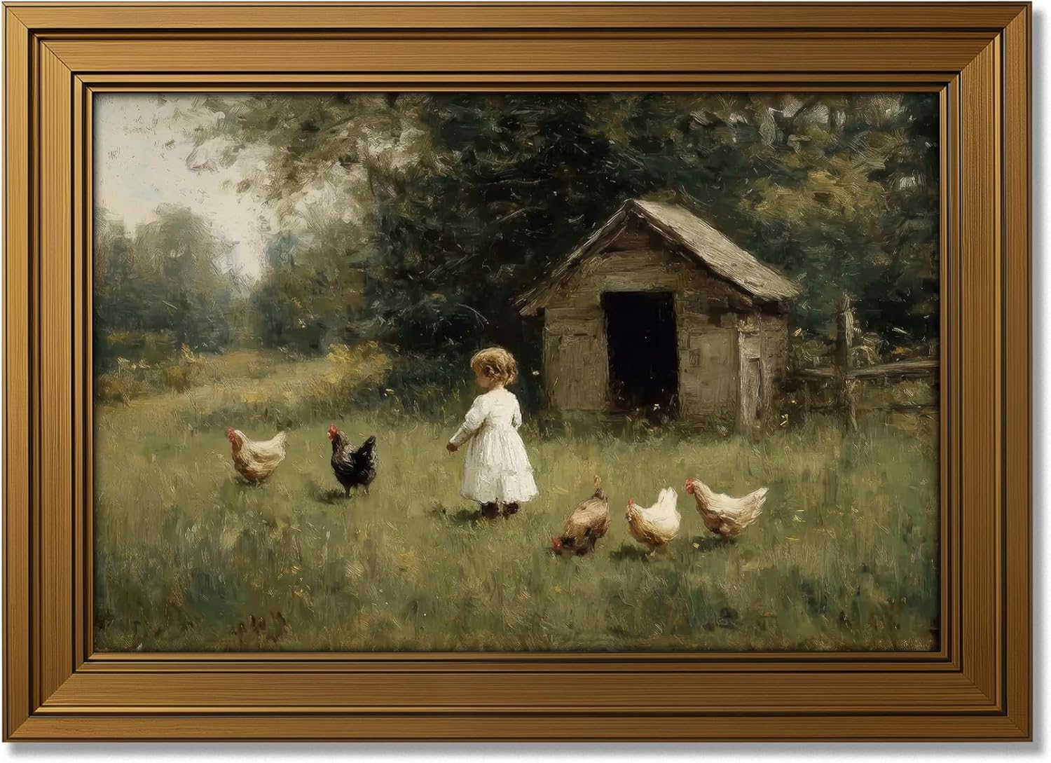 Amazon.com: Rwesdemyo Vintage Gold Framed Farmhouse Chicken Wall Art ...