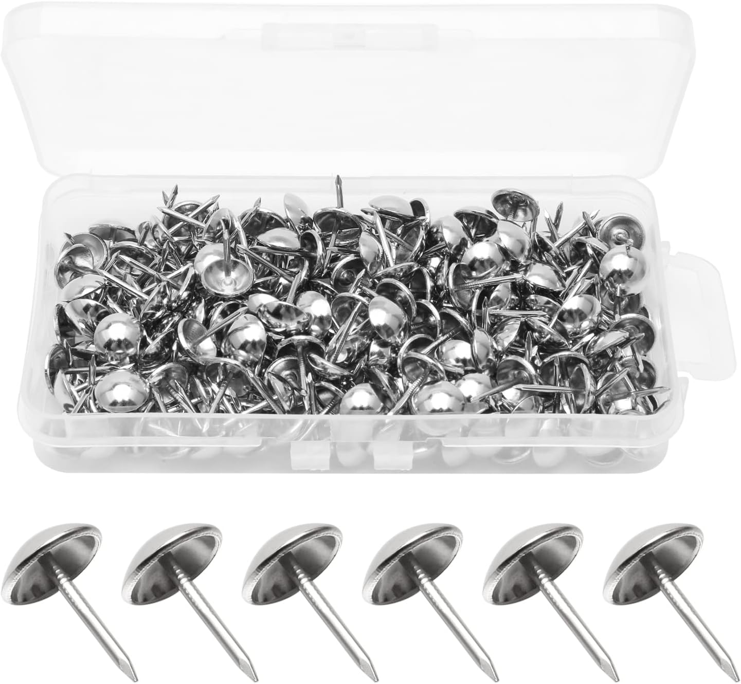 200x Silver Upholstery Tacks with Transparent Box, 11 * 17mm Decorative ...
