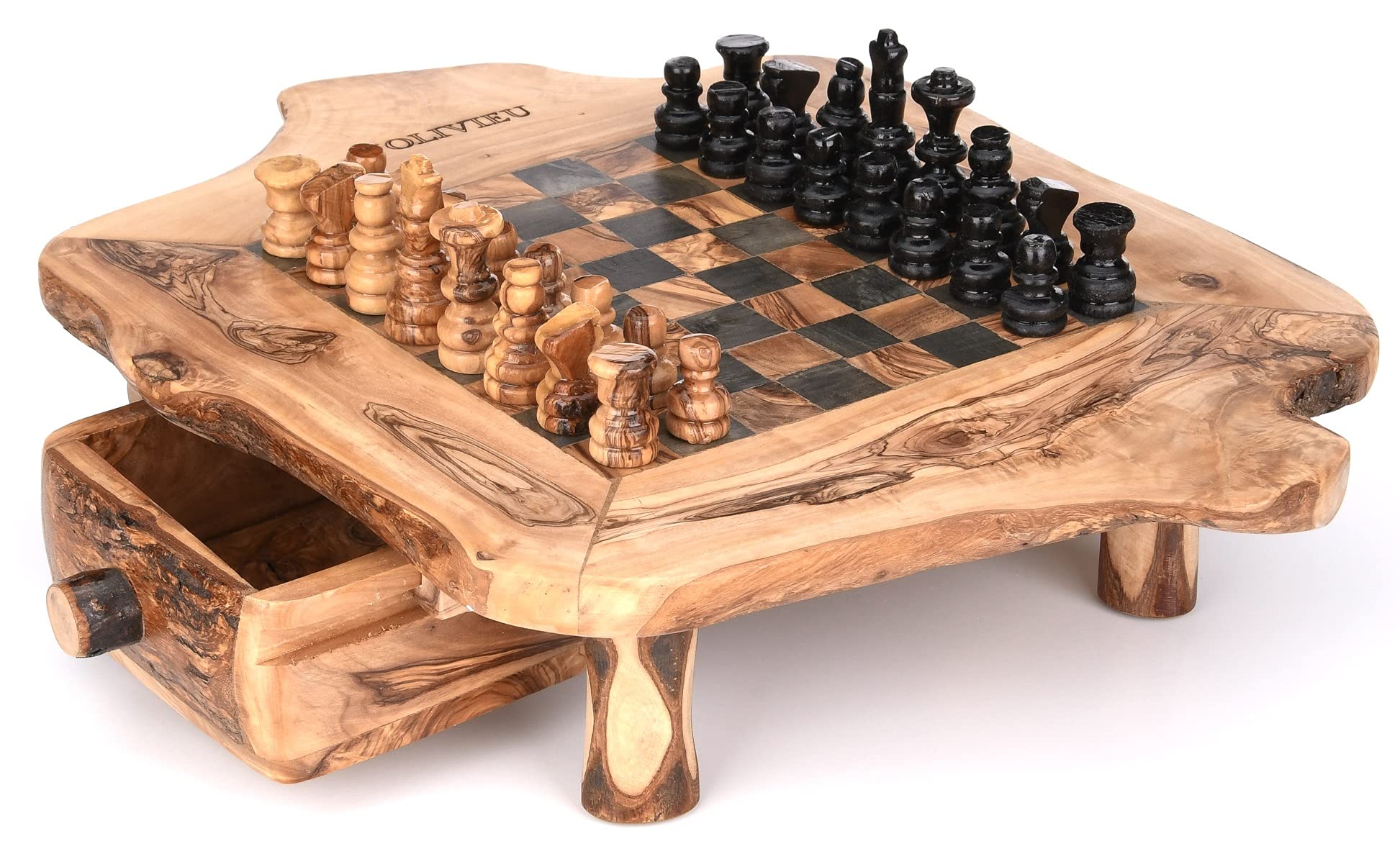 Buy OLIVIEU ~ Intelligente ~ 33 cm ~ Olive Wood Chess Set Small ~ Chess ...