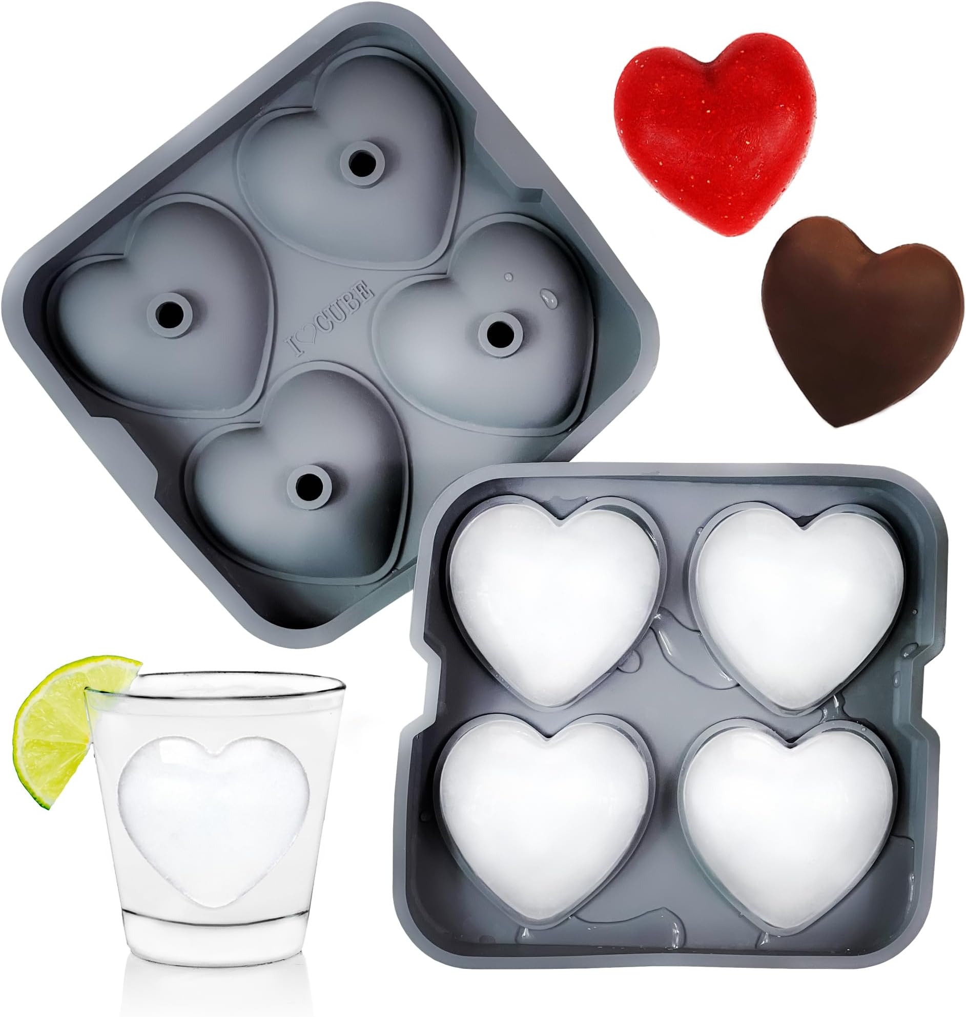 Amazon.com: 3D Heart Silicone Mold for Ice, Baking, Soap, and Resin | 2 ...