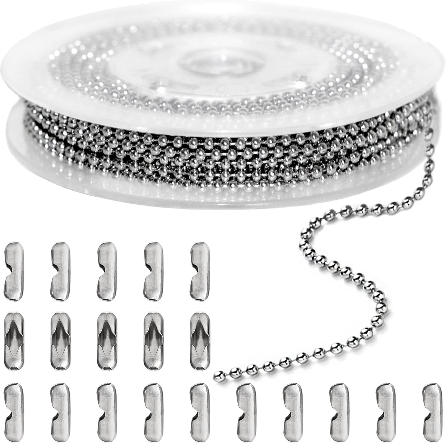 Amazon.com: Ball Chain Number 6 Nickel Plated Ball Chain 100 Feet Spool ...