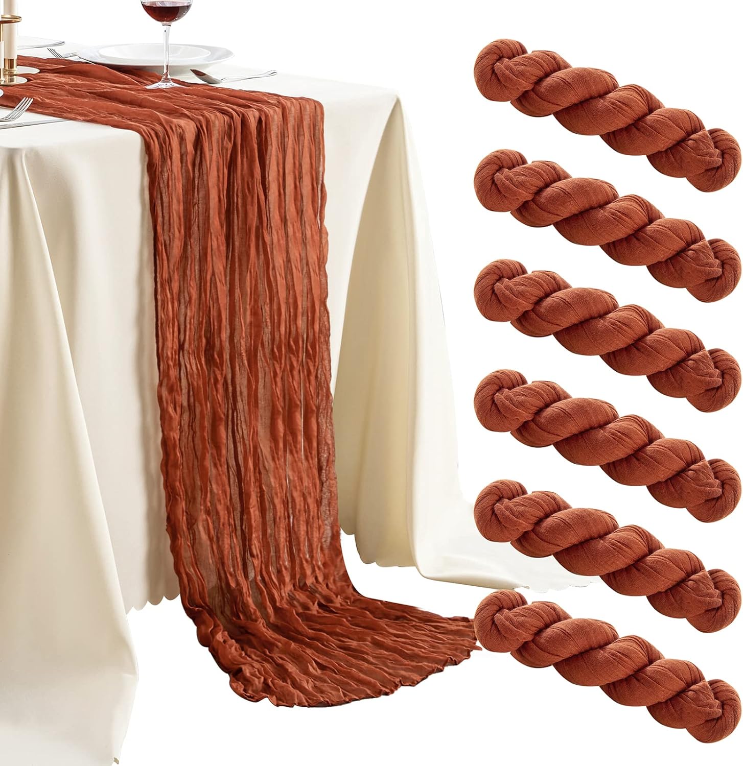 Amazon.com: 6 Pack Terracotta Cheesecloth Table Runners, 10ft Wide ...