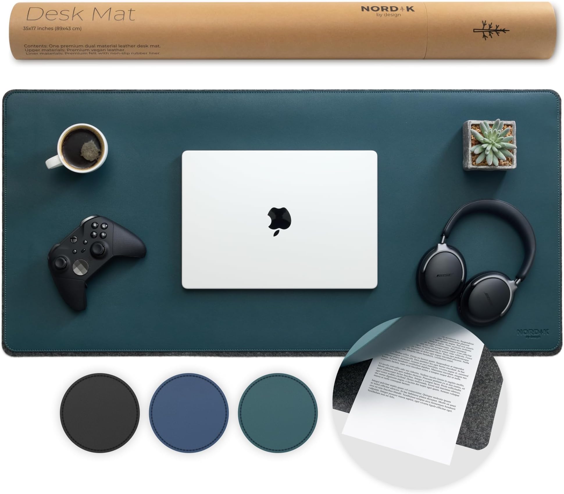 Amazon.com : Nordik Large Felt Desk Mat – Timber Moss Green – 35 x 17 ...