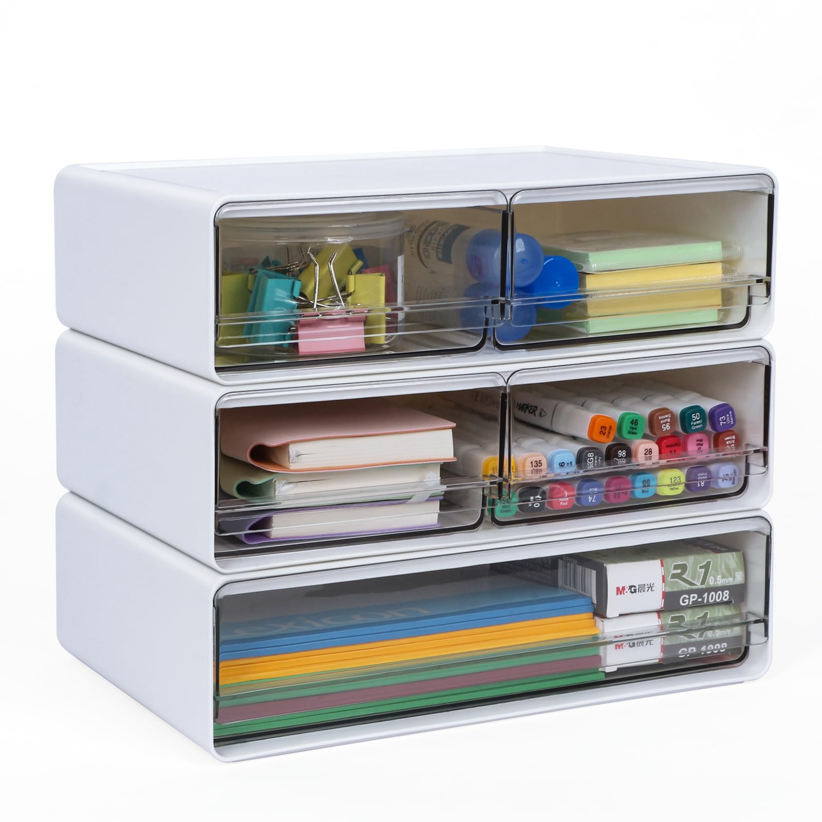 3PCS Desk Organiser Caddy, Stackable Office Drawer Organizers Plastic ...