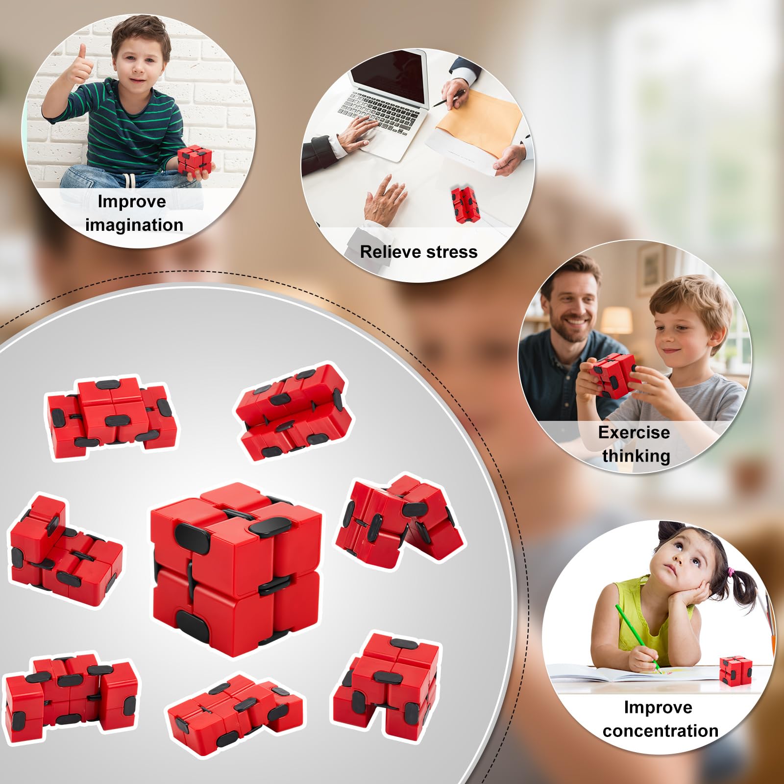 Snapklik.com : Red Cube Anxiety Relief Toy Hand Held Magic Sensory ...